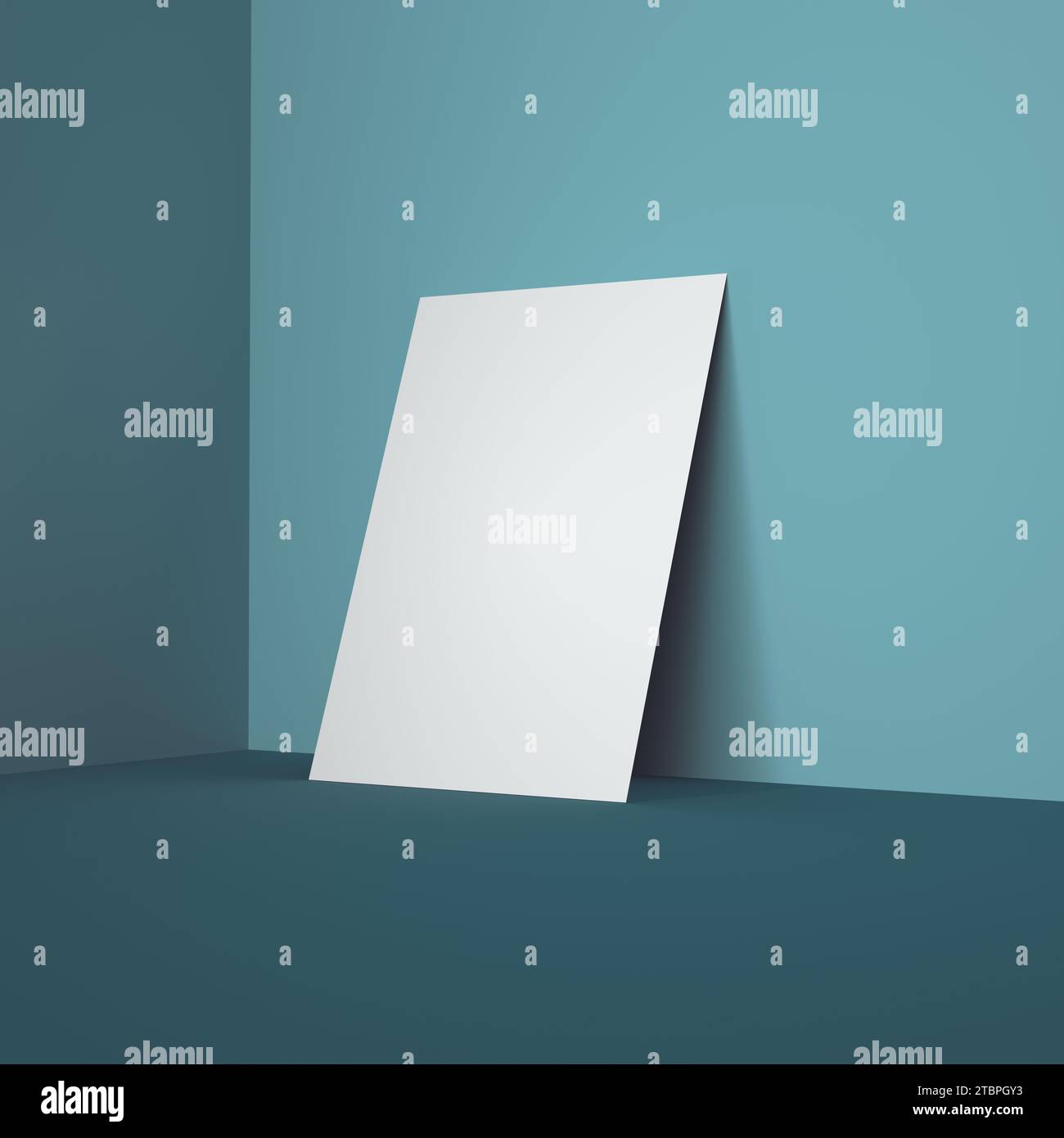 White Poster Mockup in the Room Isolated Over Turquoise Background ...