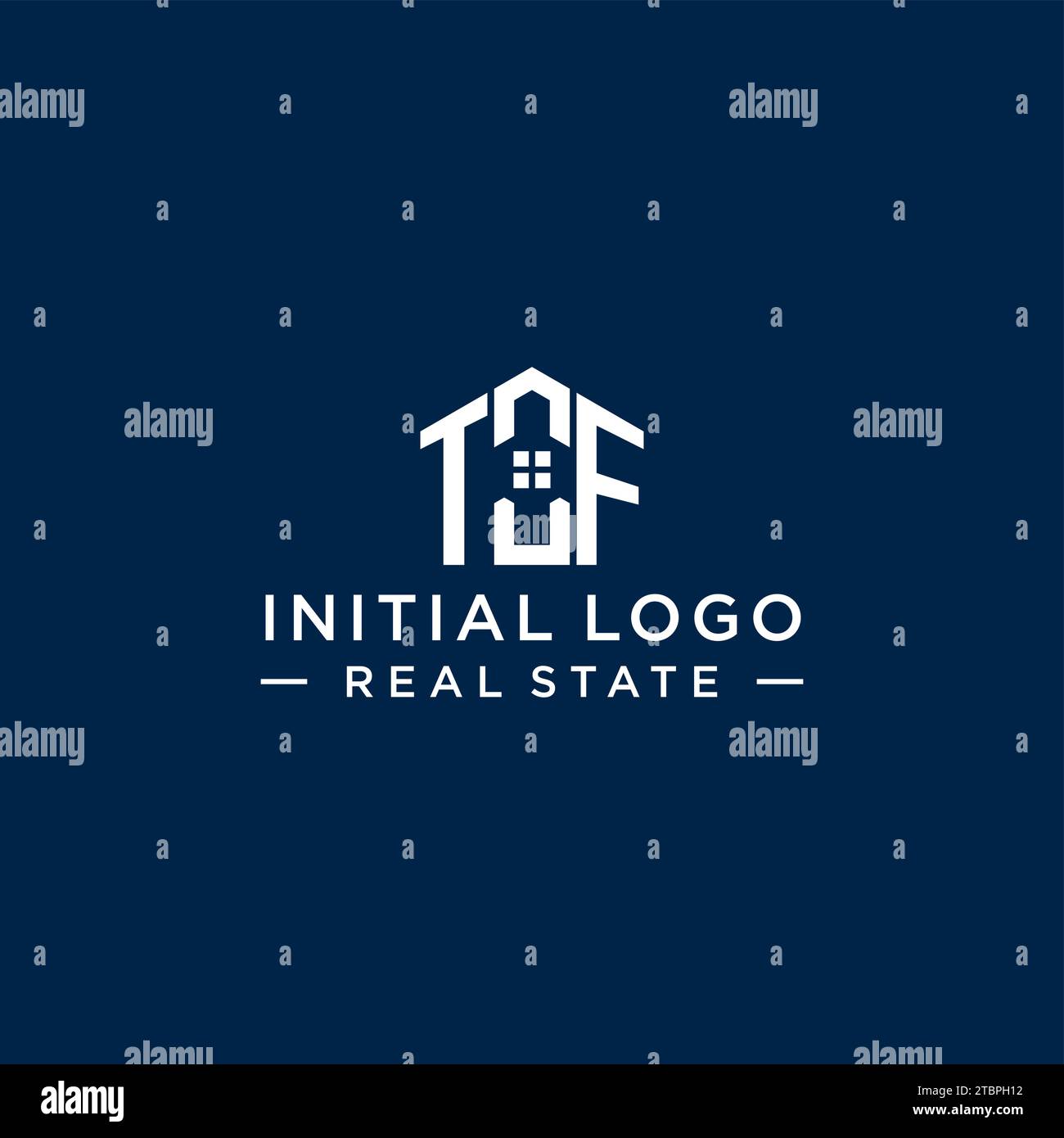 Initial letter TF monogram logo with abstract house shape, simple and ...