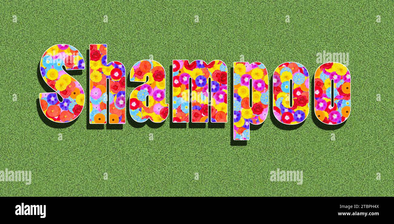 Shampoo written word Stock Photo - Alamy