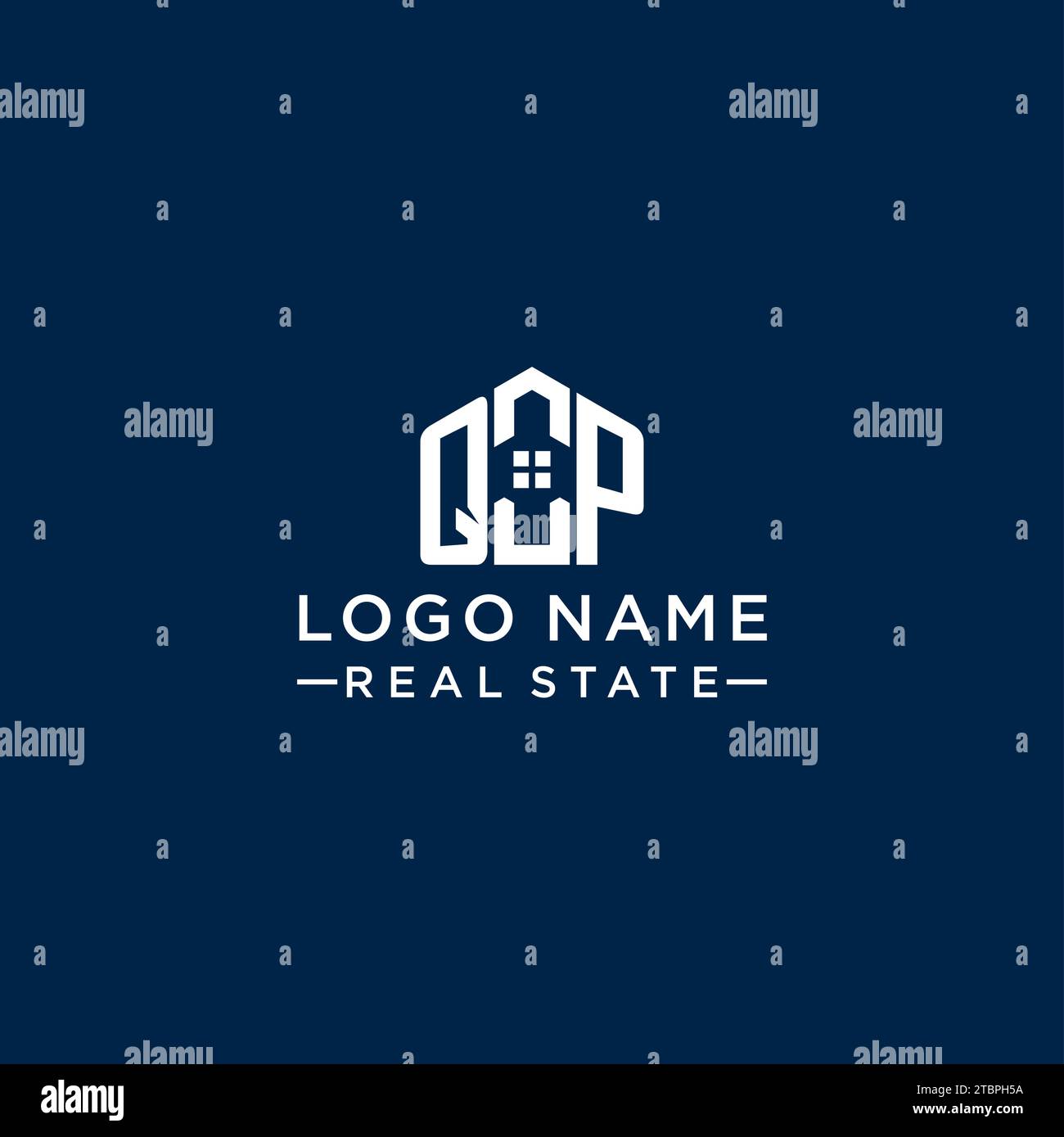 Initial letter QP monogram logo with abstract house shape, simple and ...
