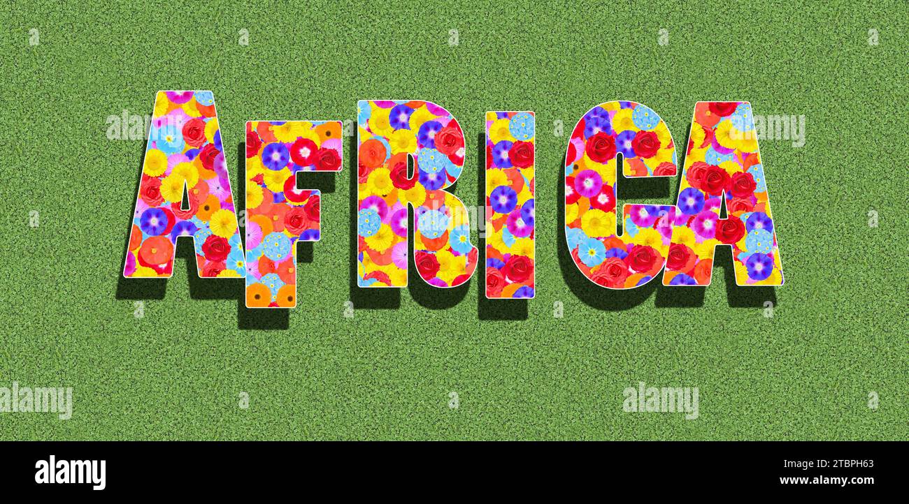 Font, text, word Africa, continent, written with colorful flowers on a ...