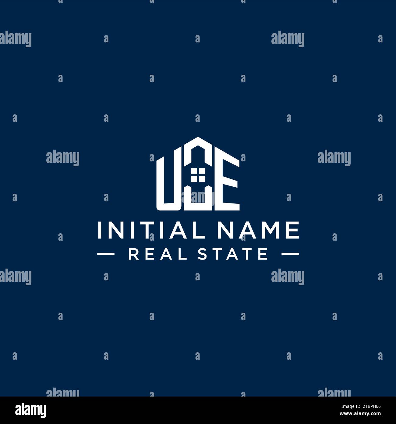 Initial letter UE monogram logo with abstract house shape, simple and ...