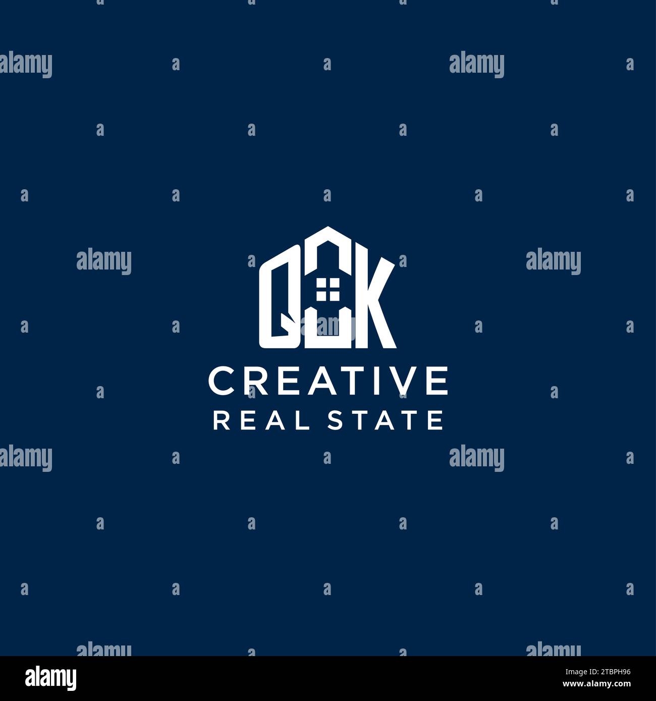Initial letter QK monogram logo with abstract house shape, simple and ...