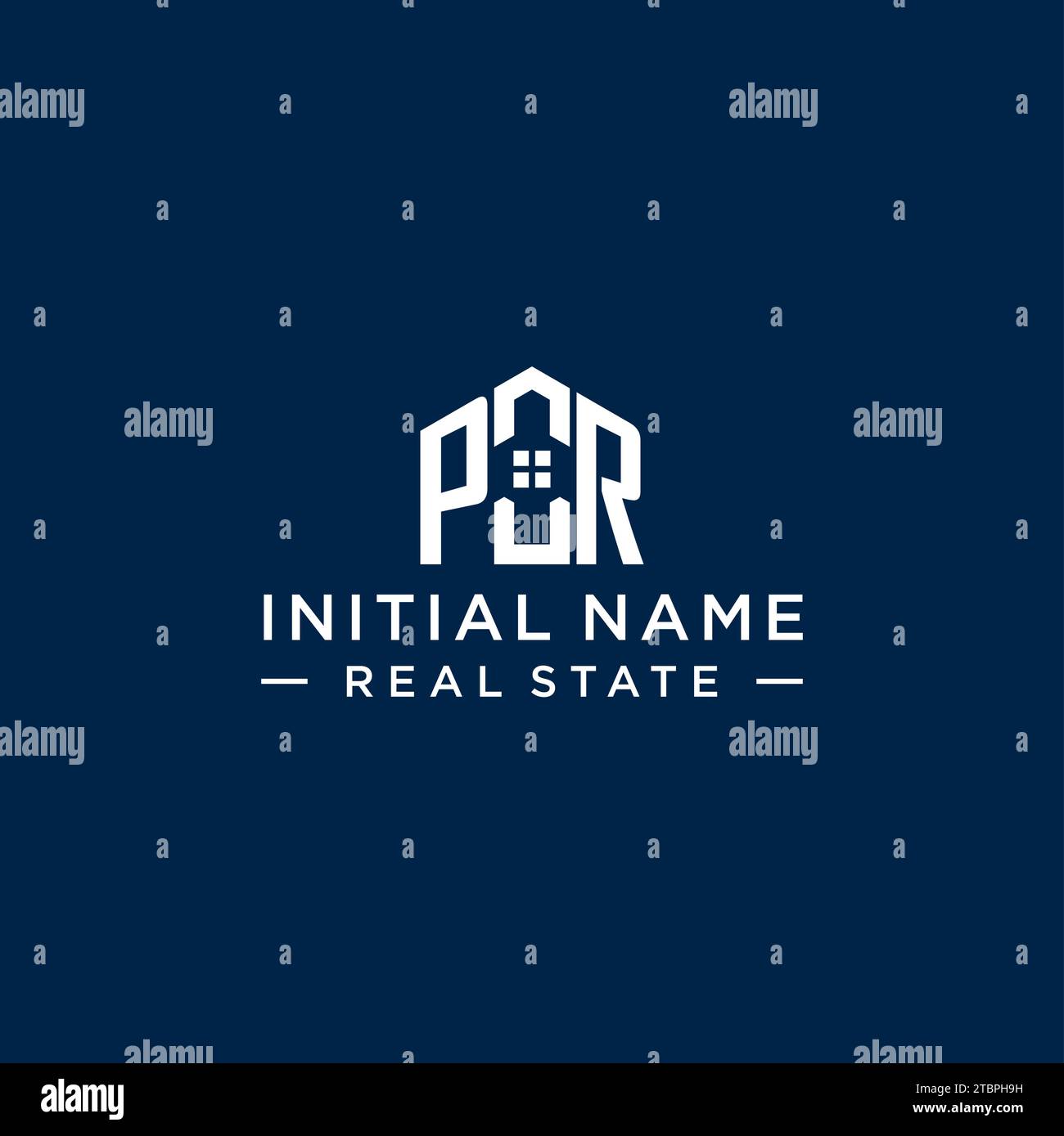 Initial letter PR monogram logo with abstract house shape, simple and ...