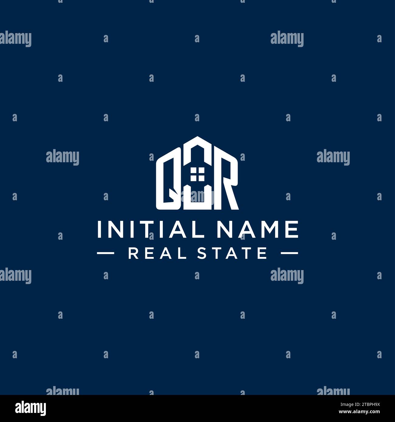 Initial letter QR monogram logo with abstract house shape, simple and ...