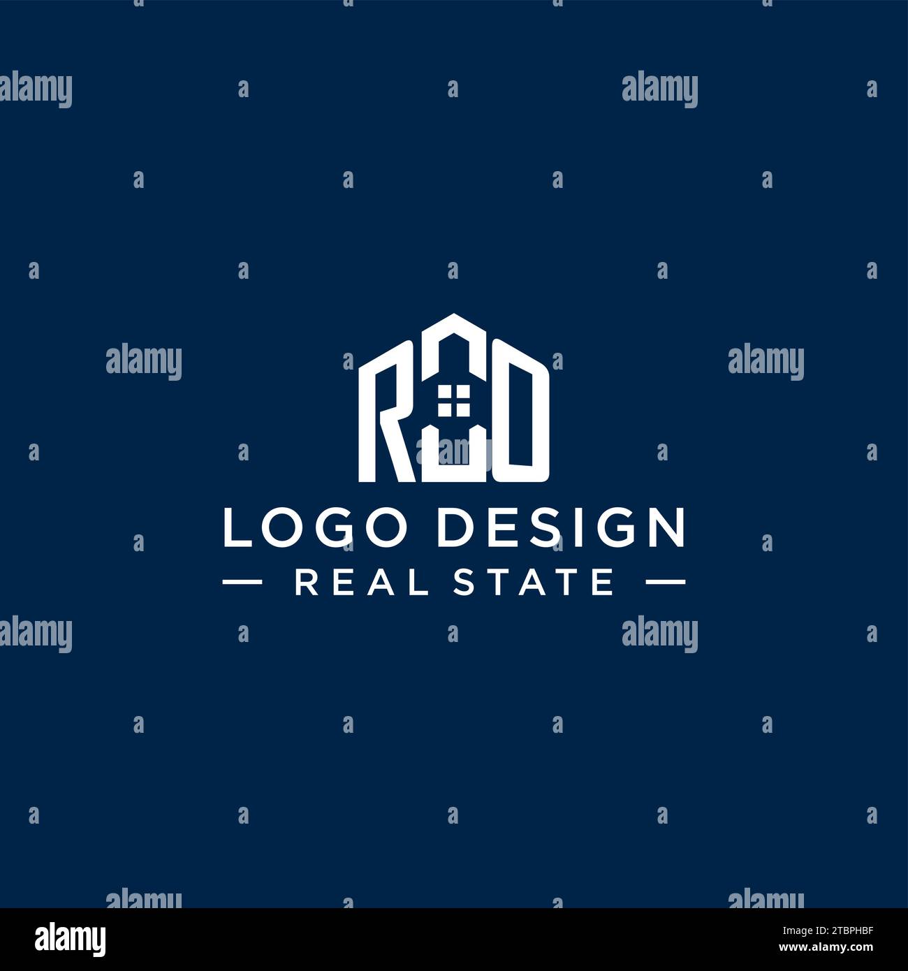 Initial letter RO monogram logo with abstract house shape, simple and modern real estate logo ...