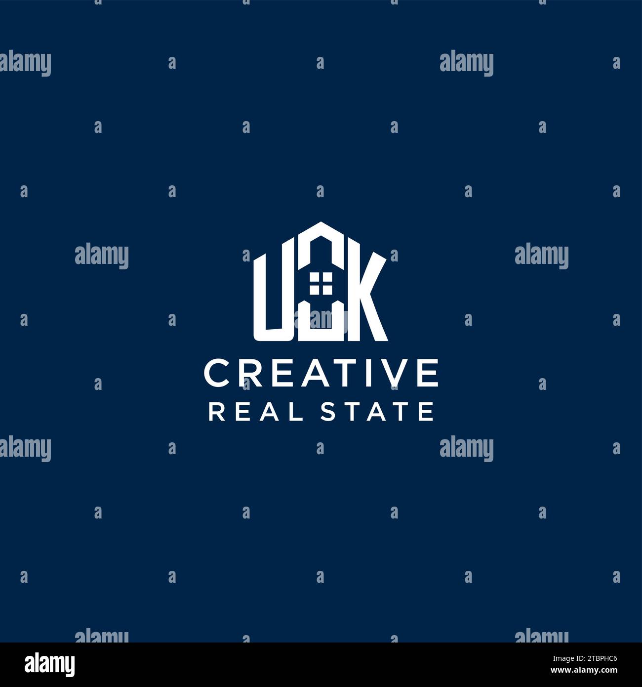 Initial letter UK monogram logo with abstract house shape, simple and ...