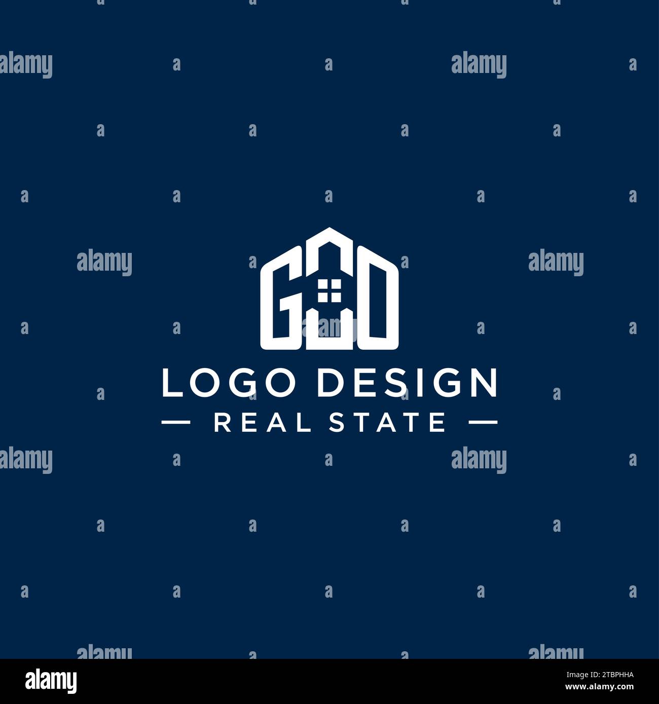 Initial letter GO monogram logo with abstract house shape, simple and ...