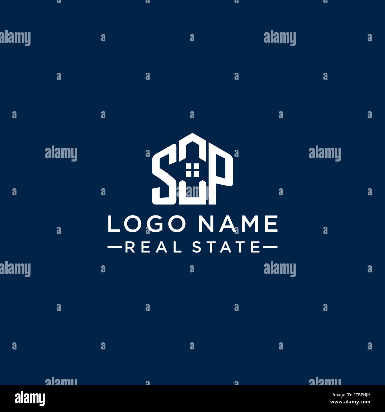 Initial letter SP monogram logo with abstract house shape, simple and ...