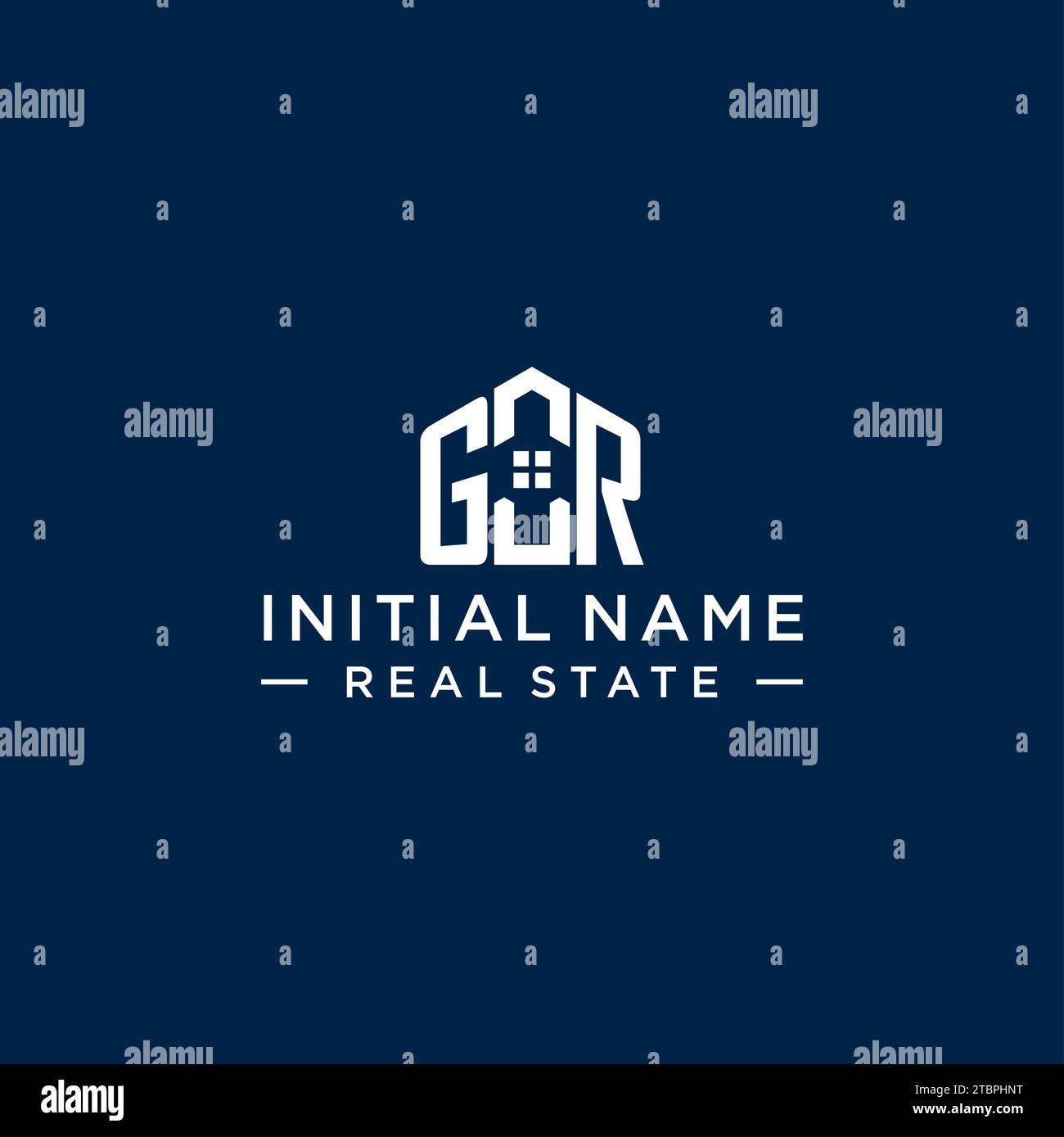 Initial letter GR monogram logo with abstract house shape, simple and ...