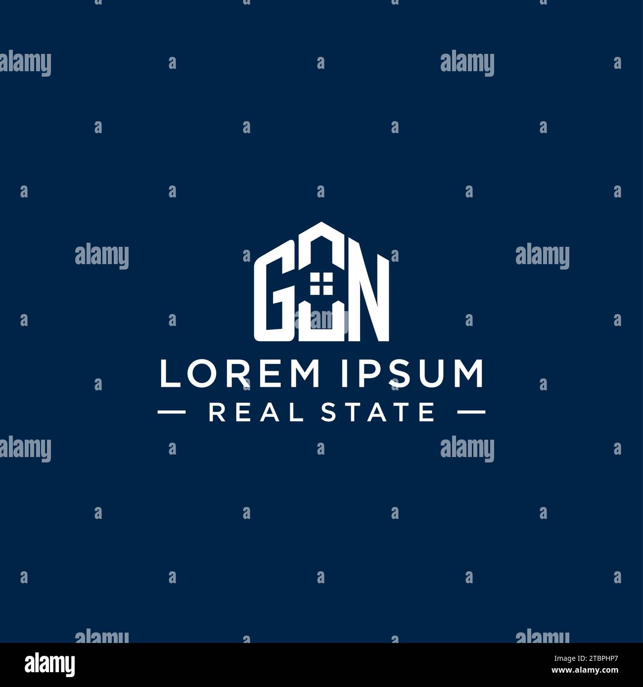 Initial letter GN monogram logo with abstract house shape, simple and ...