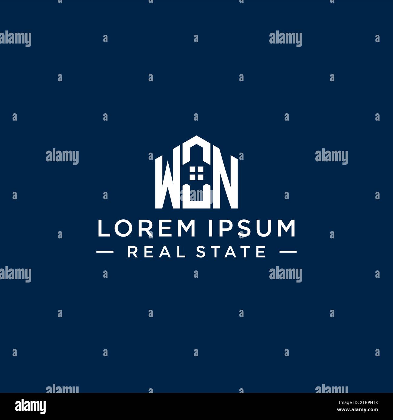Initial letter WN monogram logo with abstract house shape, simple and ...
