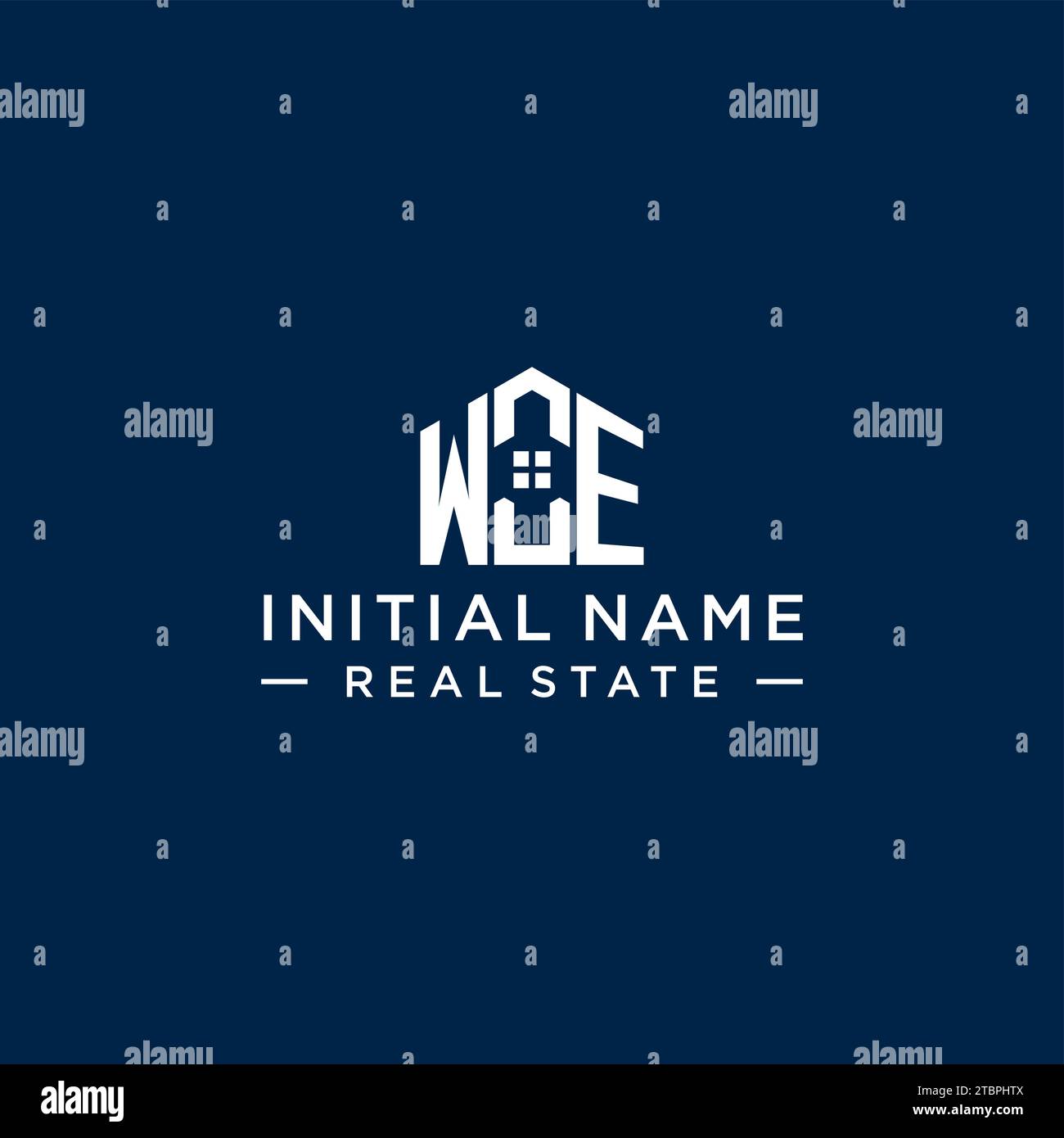 Initial letter WE monogram logo with abstract house shape, simple and ...