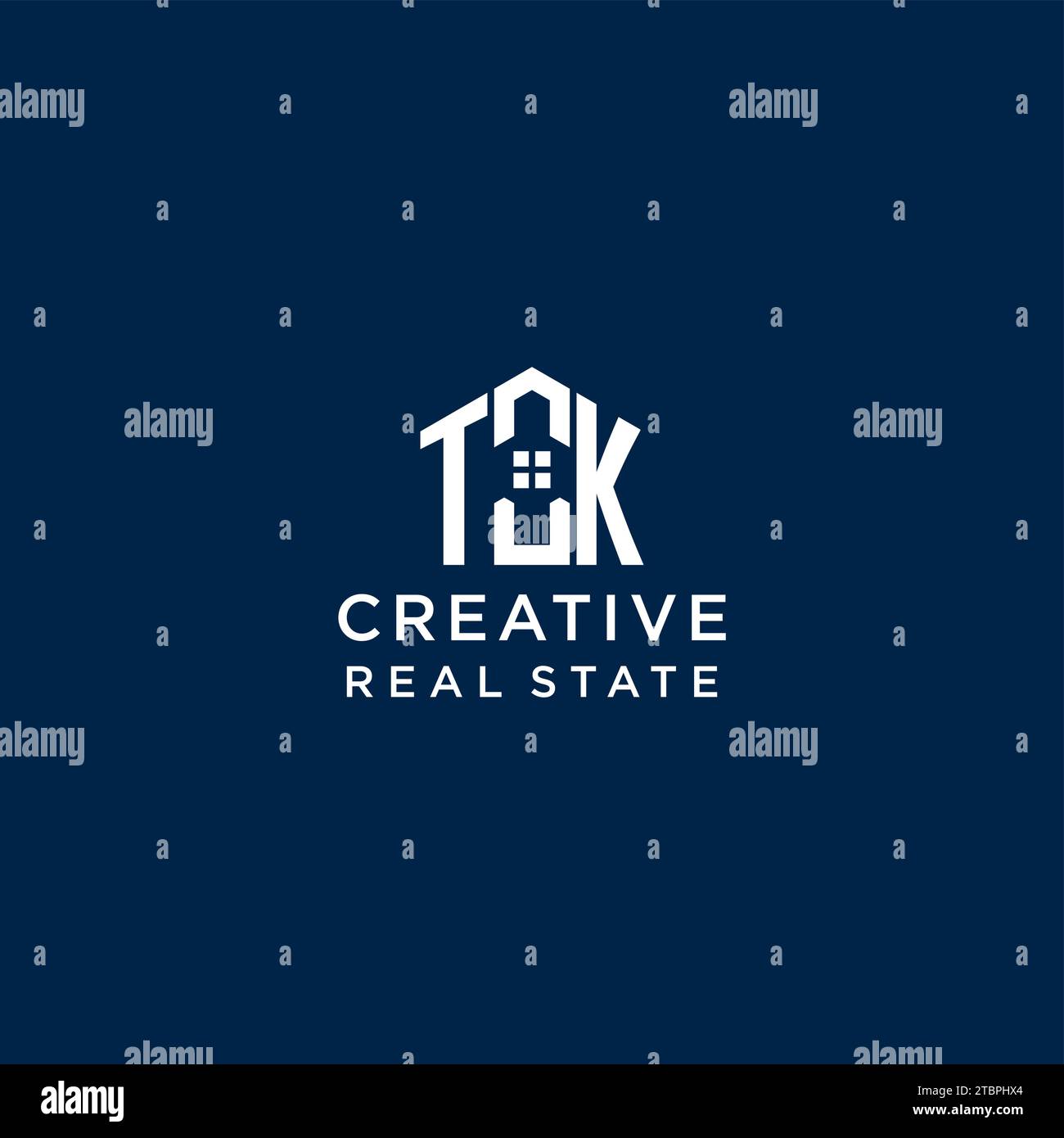 Initial letter TK monogram logo with abstract house shape, simple and ...