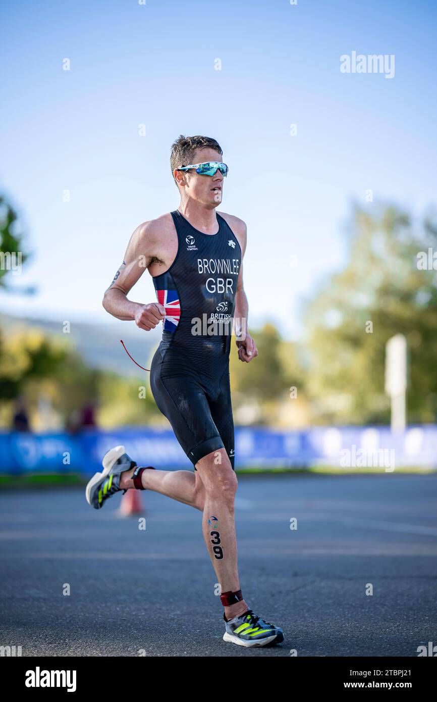 Jonathan Brownlee participating in Pontevedra in the 2023 World Triathlon Championship Series ...