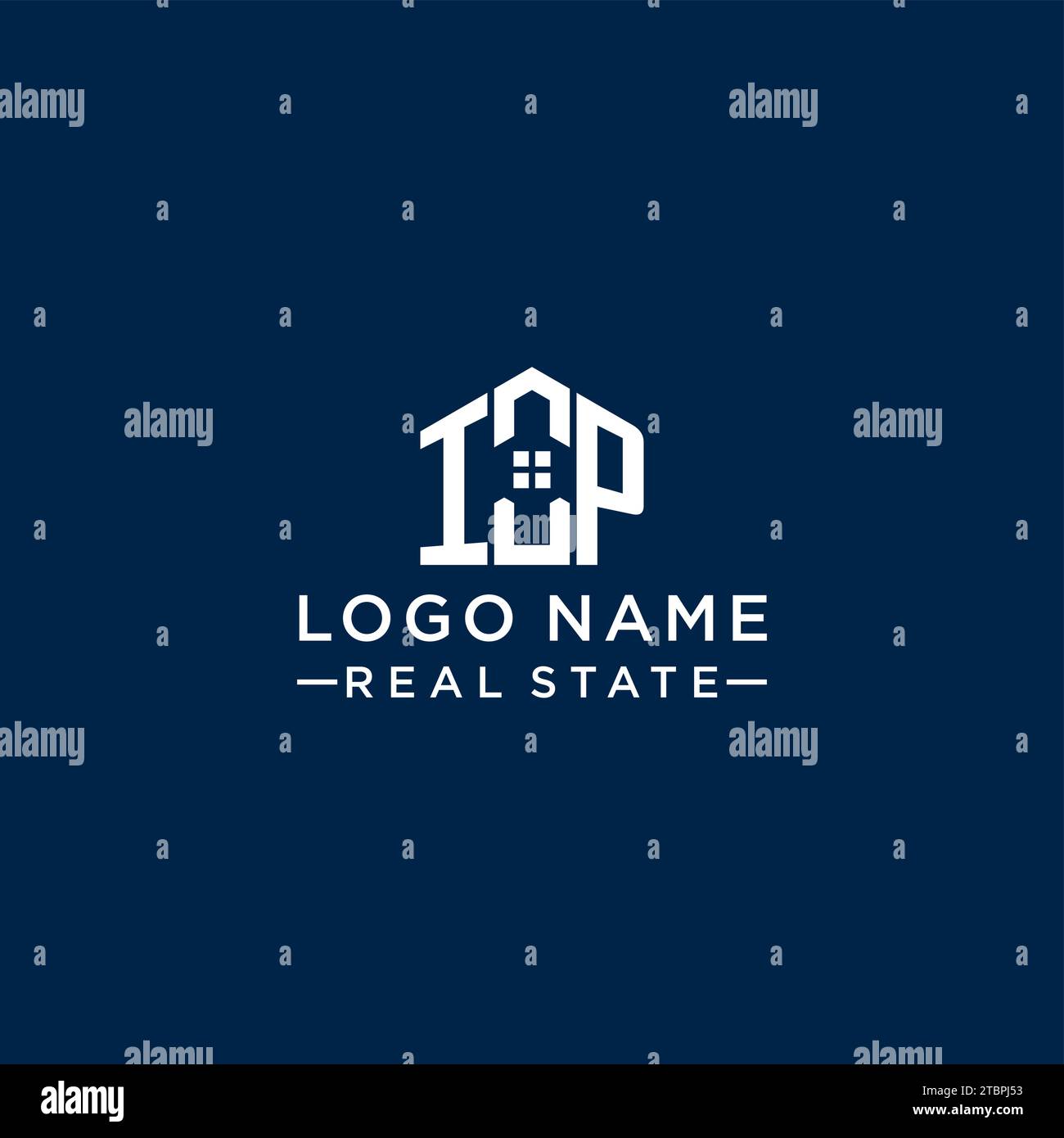 Initial letter IP monogram logo with abstract house shape, simple and ...
