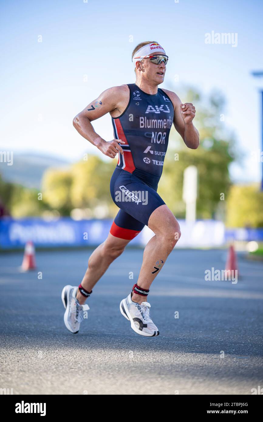 Kristian Blummenfelt running in Pontevedra in the 2023 World Triathlon ...