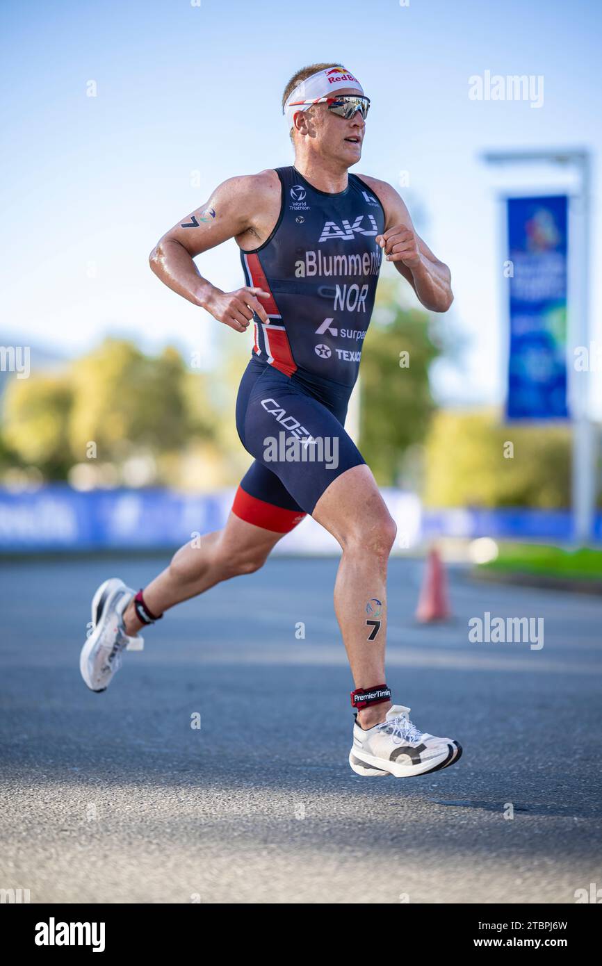 Kristian Blummenfelt running in Pontevedra in the 2023 World Triathlon ...