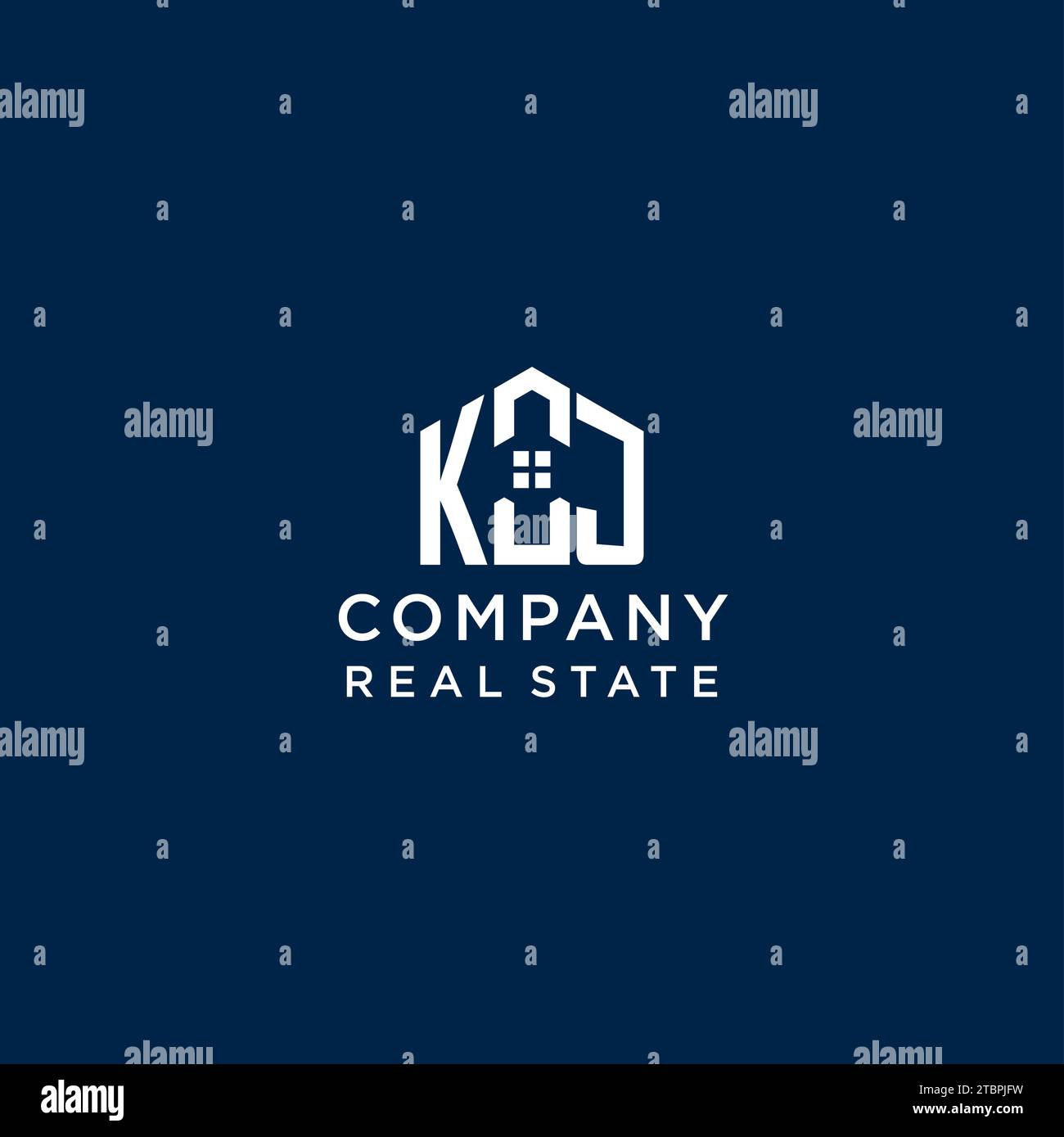 Initial letter KJ monogram logo with abstract house shape, simple and ...