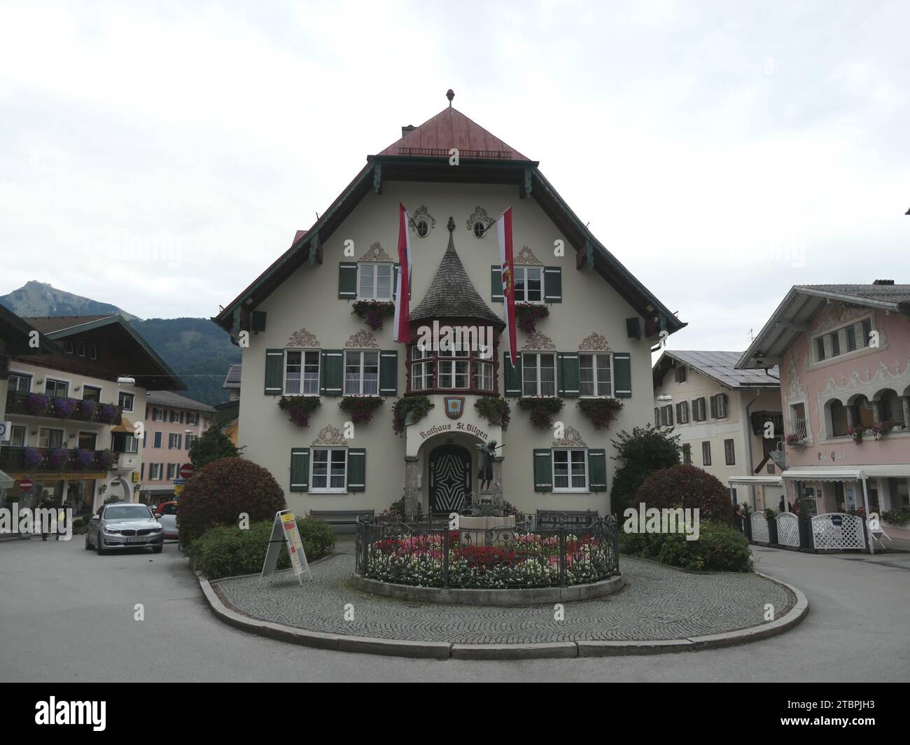 St. Gilgen, Austria. 30th Aug, 2023. The Mozart Fountain with a ...