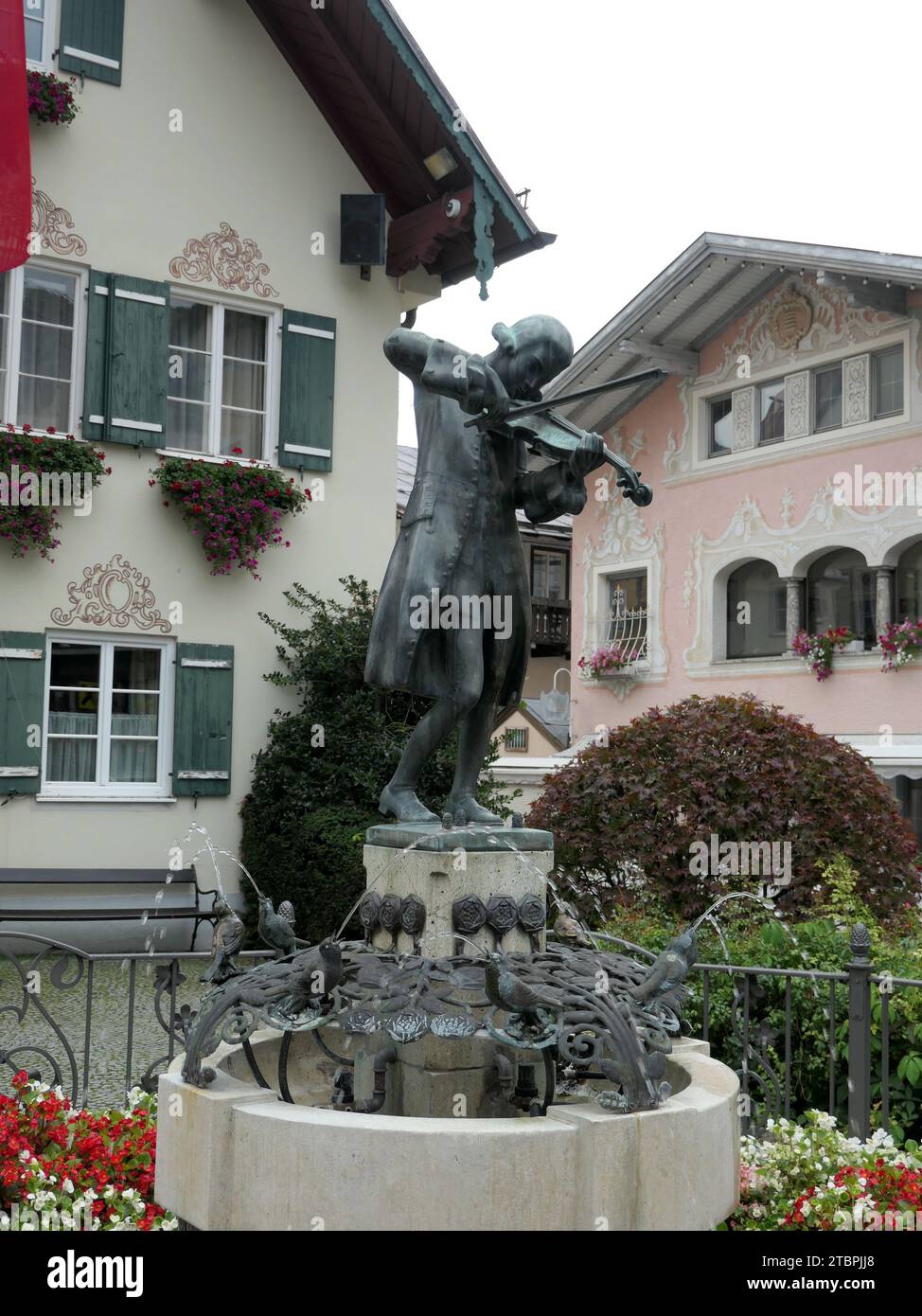 St. Gilgen, Austria. 30th Aug, 2023. The Mozart Fountain with a ...