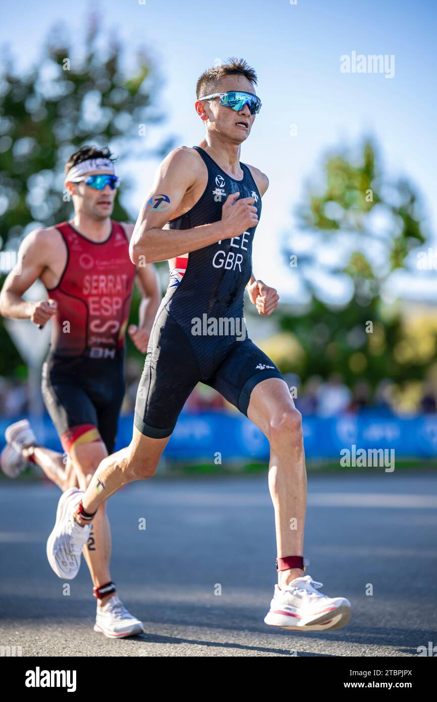 Alex Yee participating in Pontevedra in the 2023 World Triathlon ...