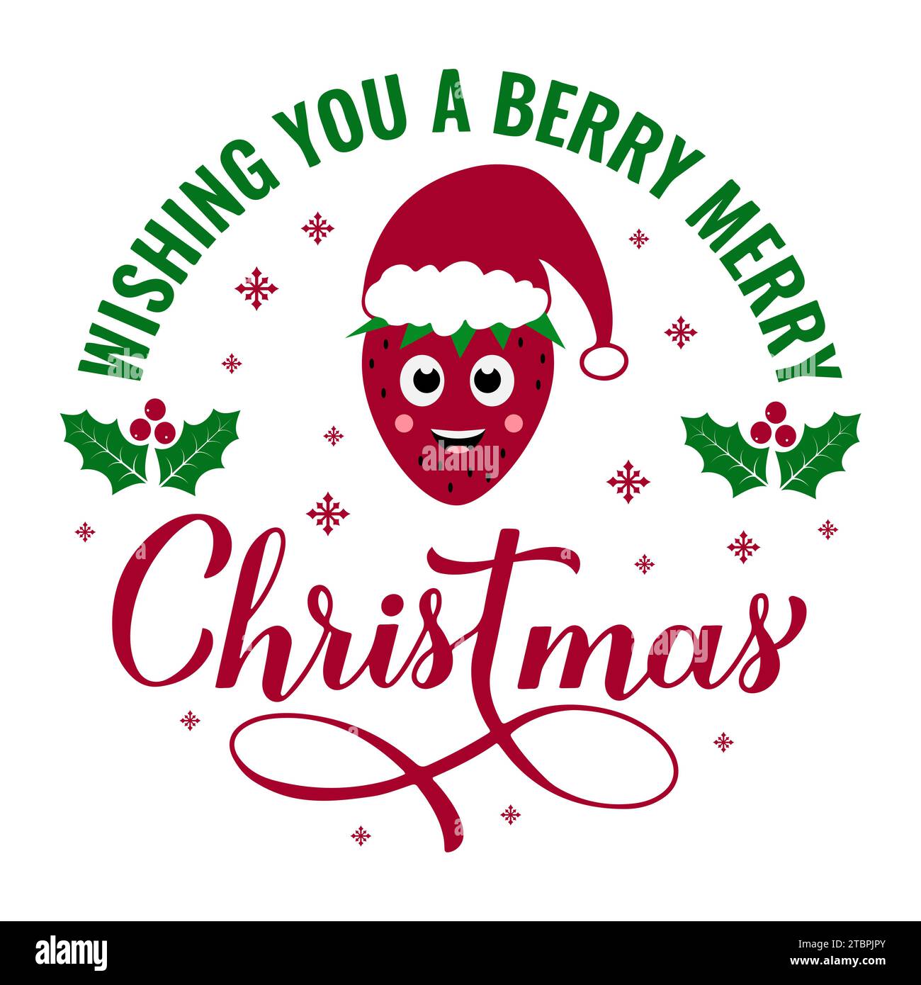 Berry Christmas calligraphy lettering with holly berries and cute ...