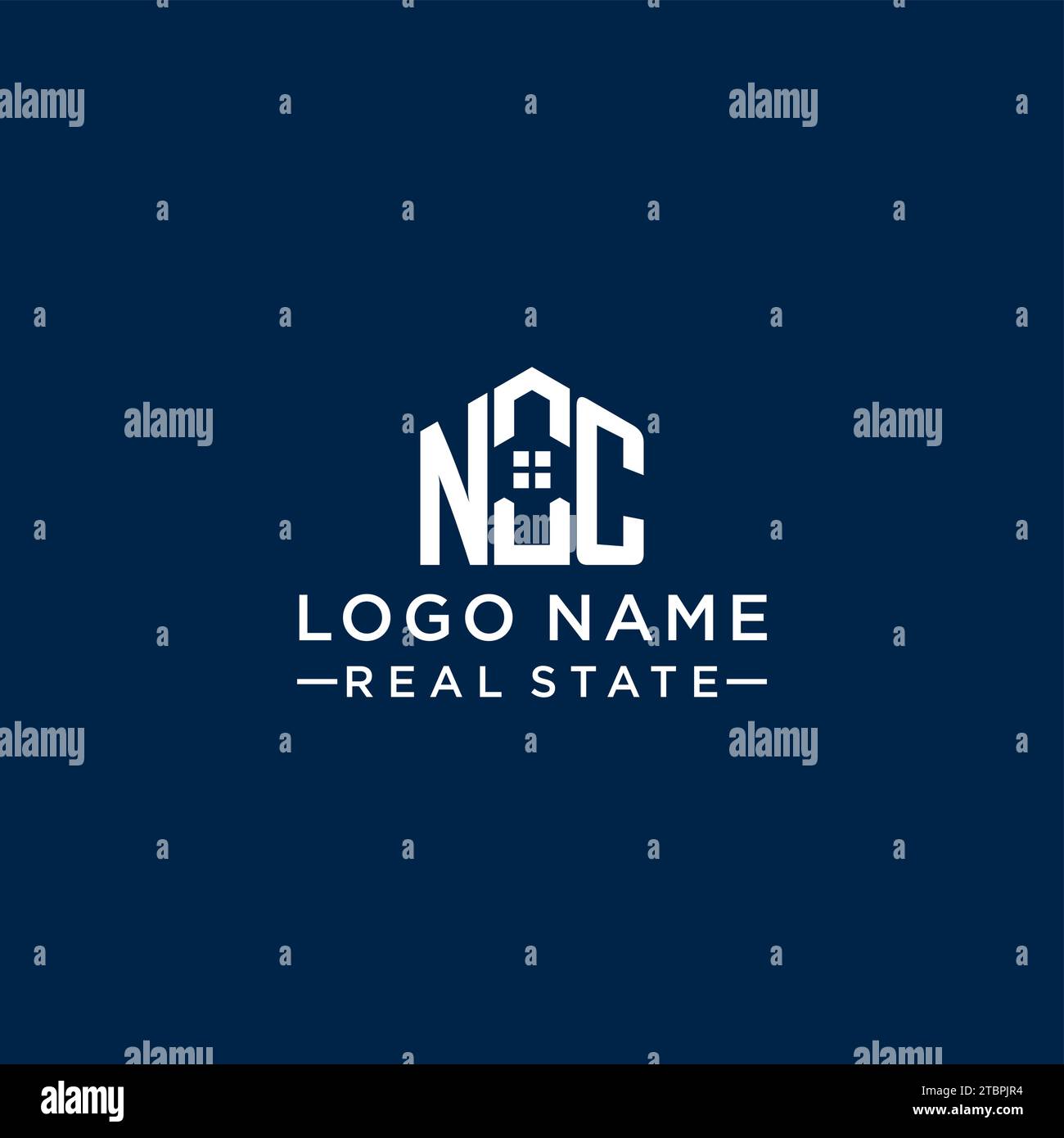 Initial letter NC monogram logo with abstract house shape, simple and modern real estate logo ...