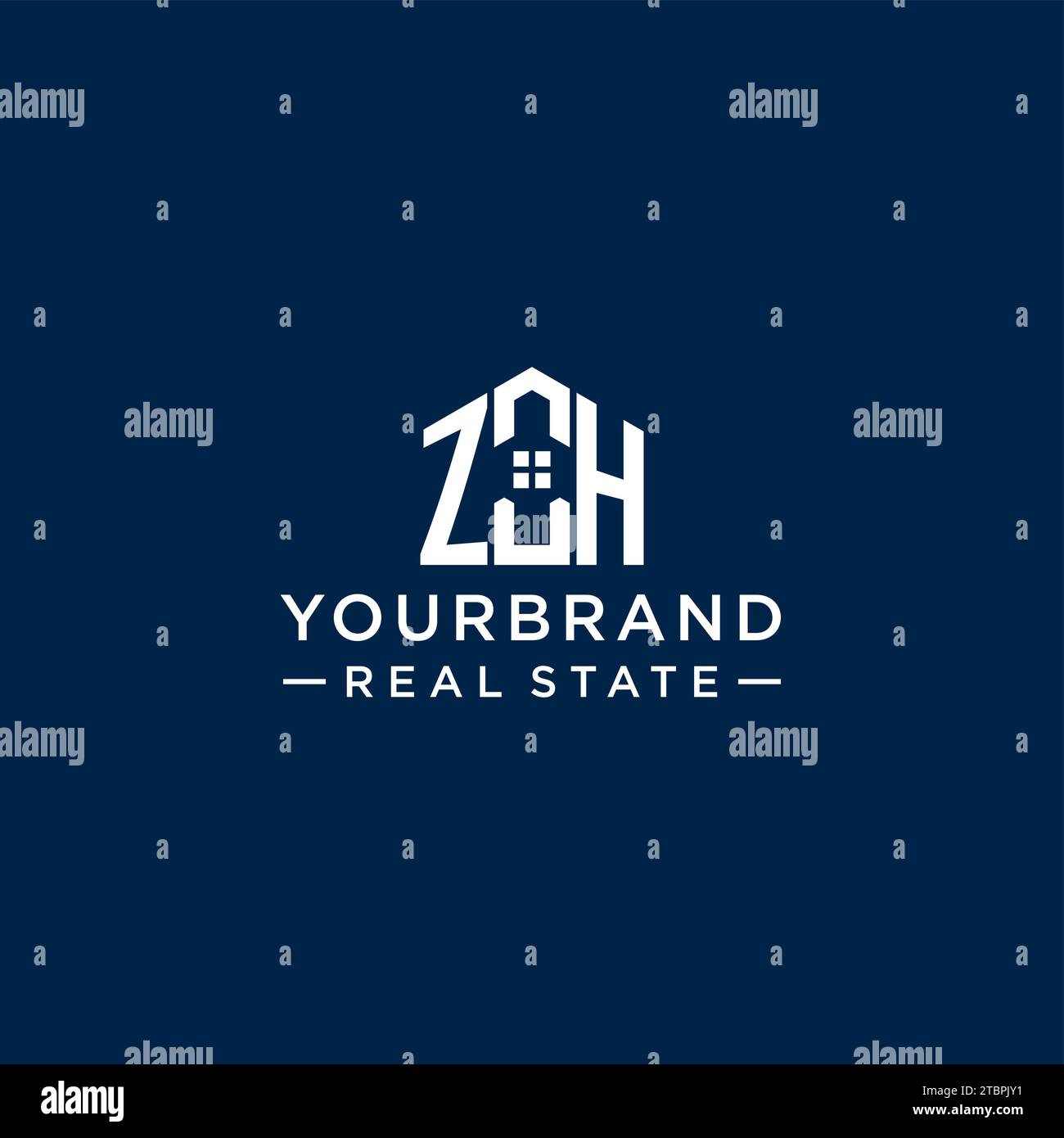 Initial letter ZH monogram logo with abstract house shape, simple and ...