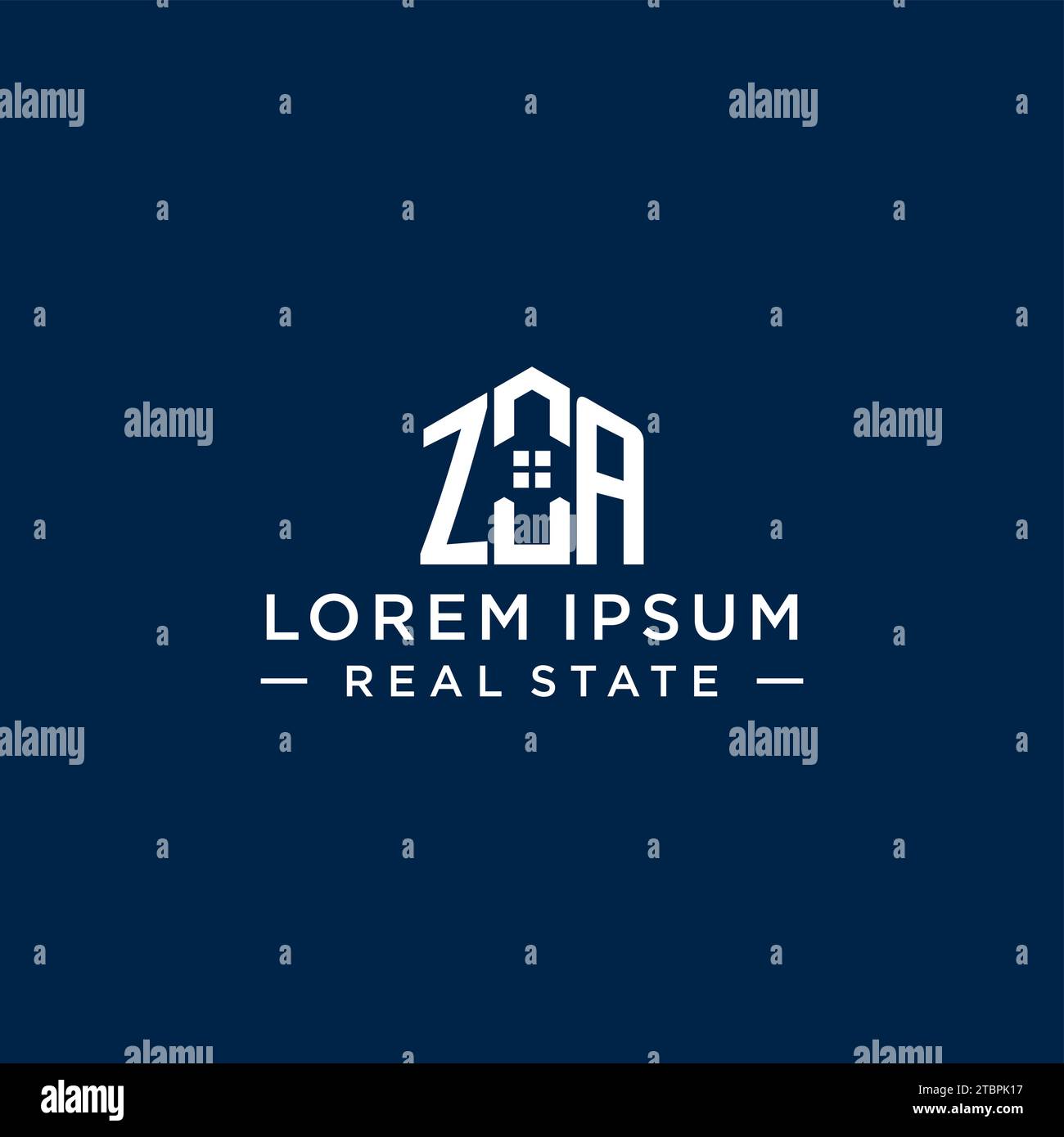 Initial letter ZA monogram logo with abstract house shape, simple and ...