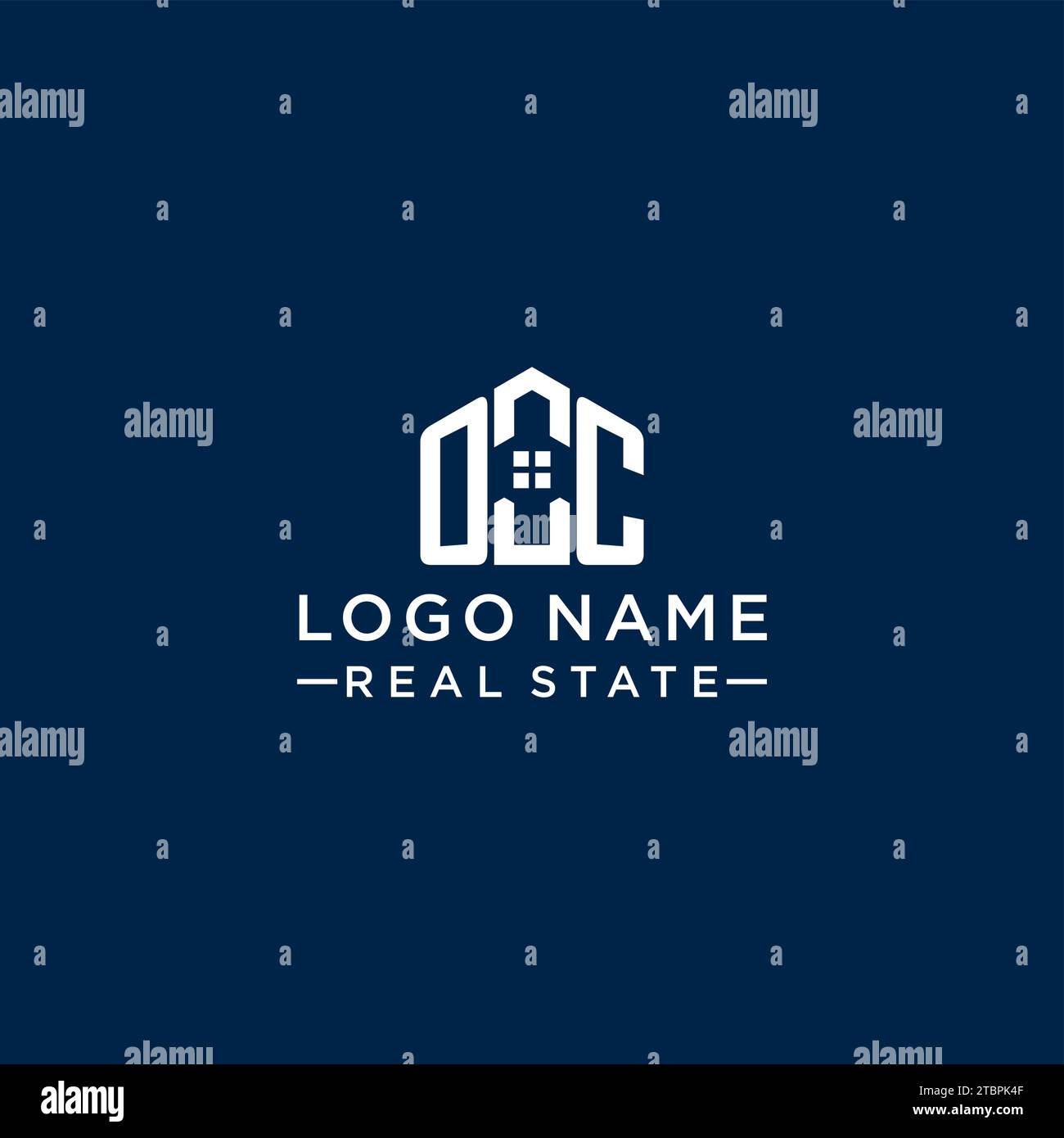 Initial letter OC monogram logo with abstract house shape, simple and ...