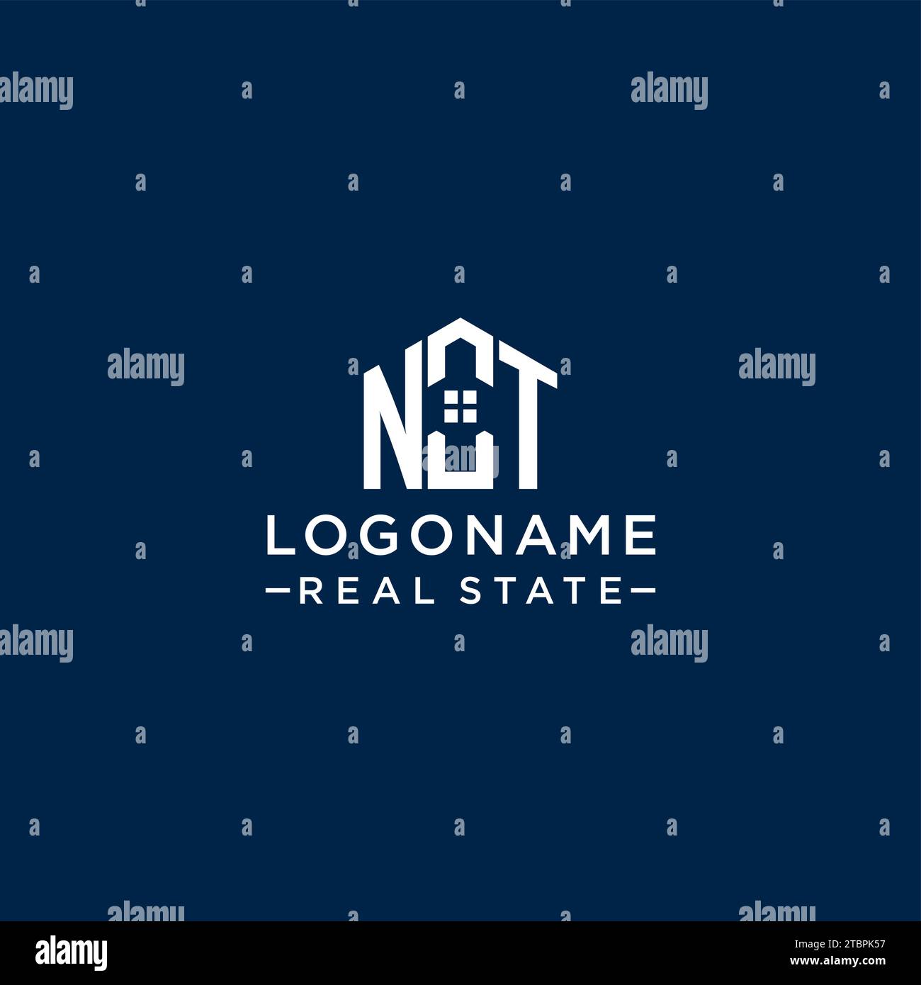 Initial letter NT monogram logo with abstract house shape, simple and ...
