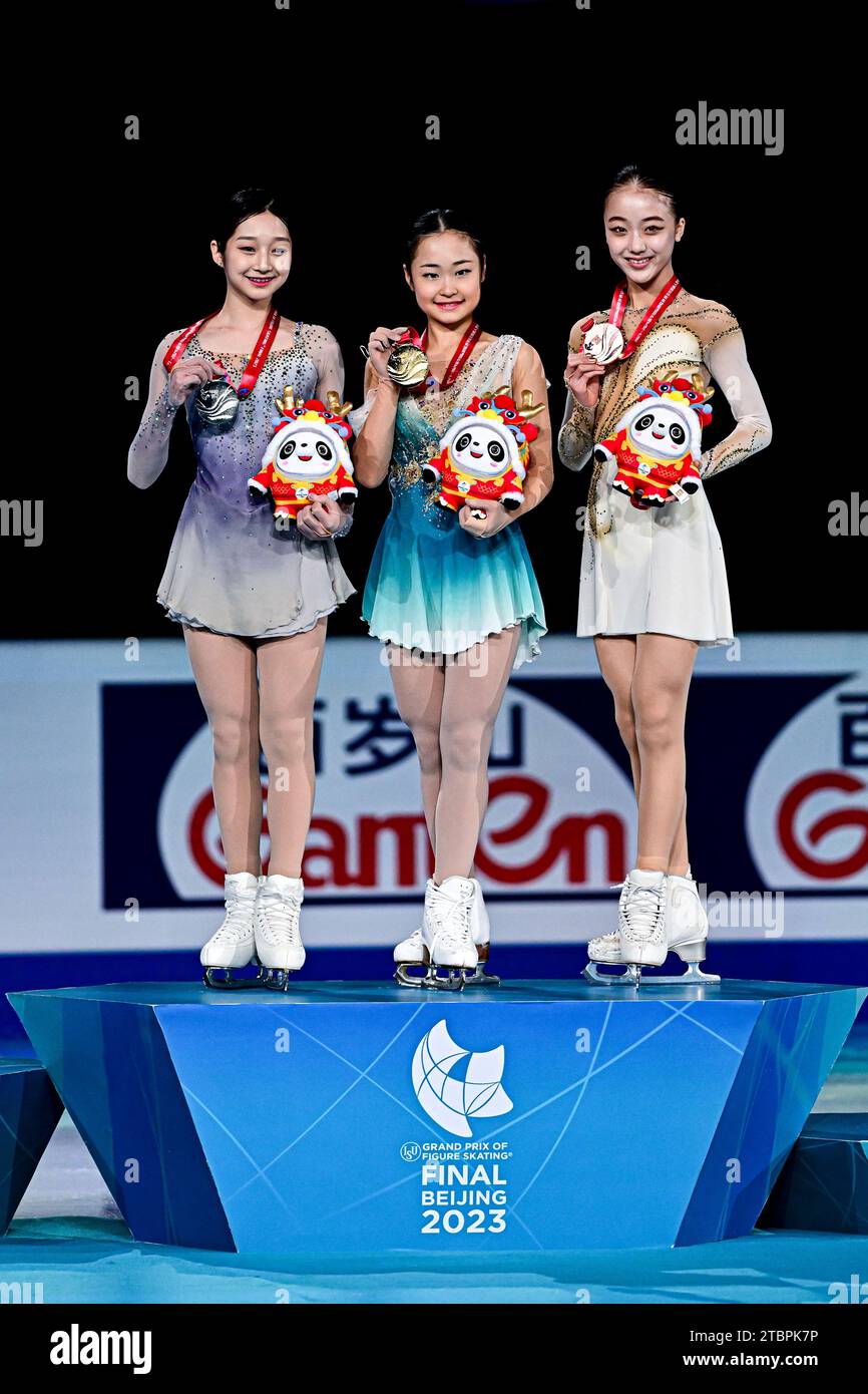 Junior Women Awards, L-R, Jia SHIN (KOR) second place, Mao SHIMADA (JPN ...
