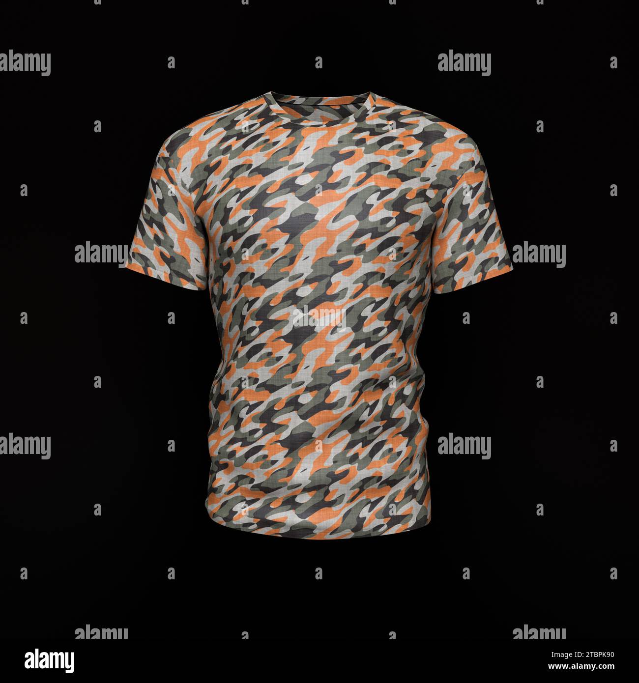 actical Men's Camouflage T-Shirt Isolated Over Black Background. MockUp ...