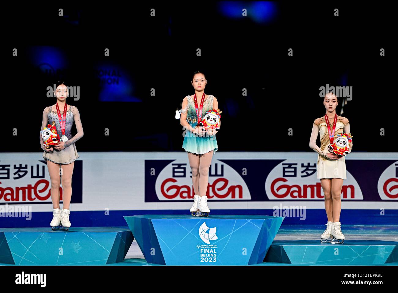 Junior Women Awards, L-R, Jia SHIN (KOR) second place, Mao SHIMADA (JPN ...