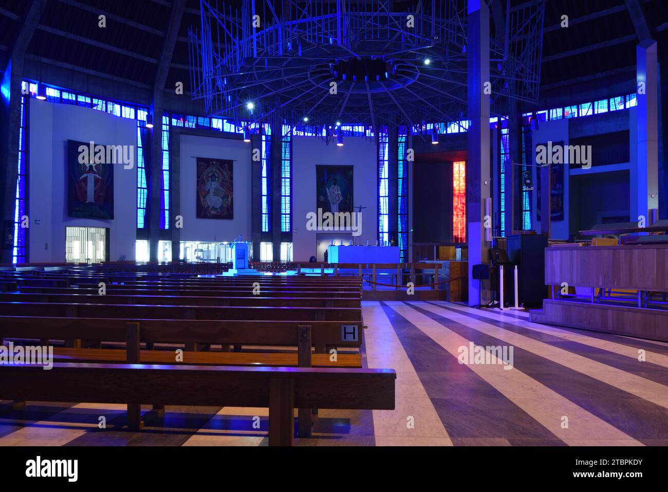 Interior of Nave & Alter with Blue Lighting Liverpool Metropolitan ...