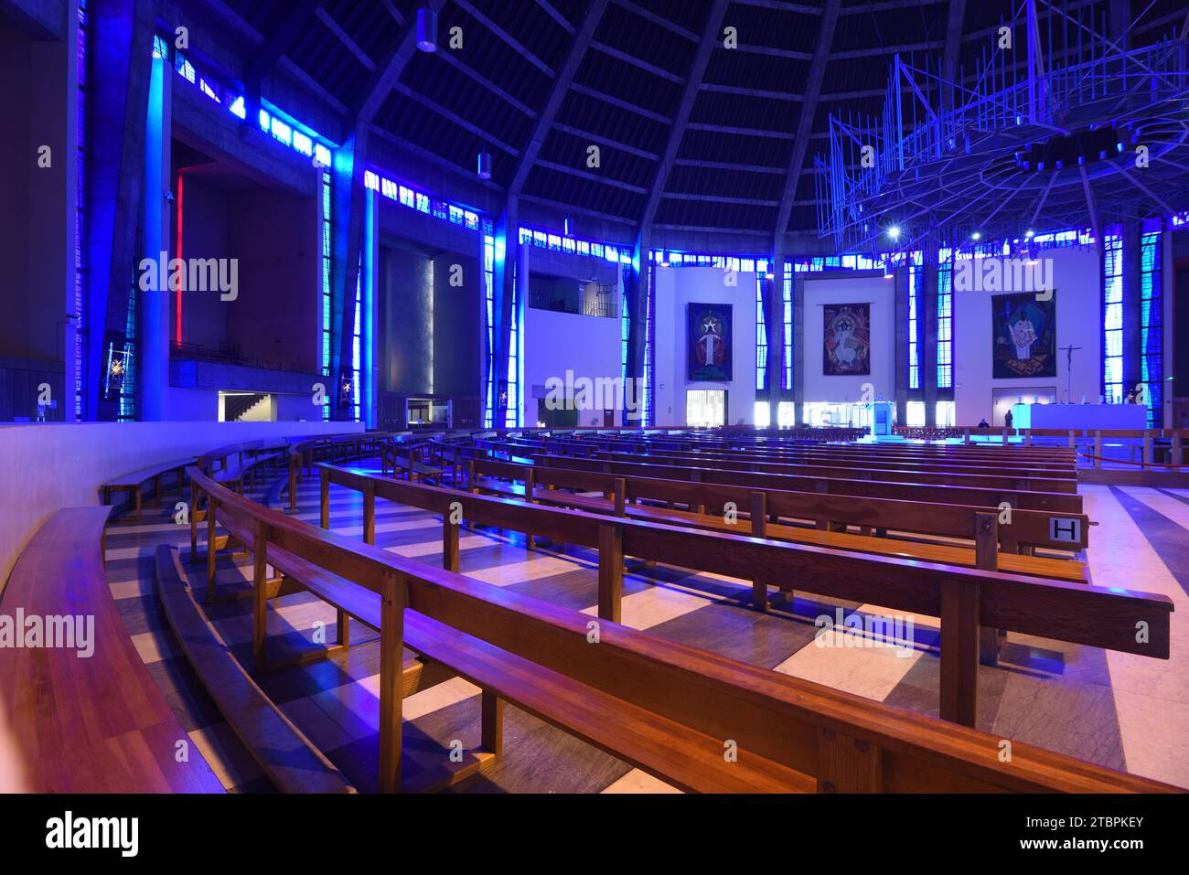 Interior of Nave & Alter with Blue Lighting Liverpool Metropolitan ...
