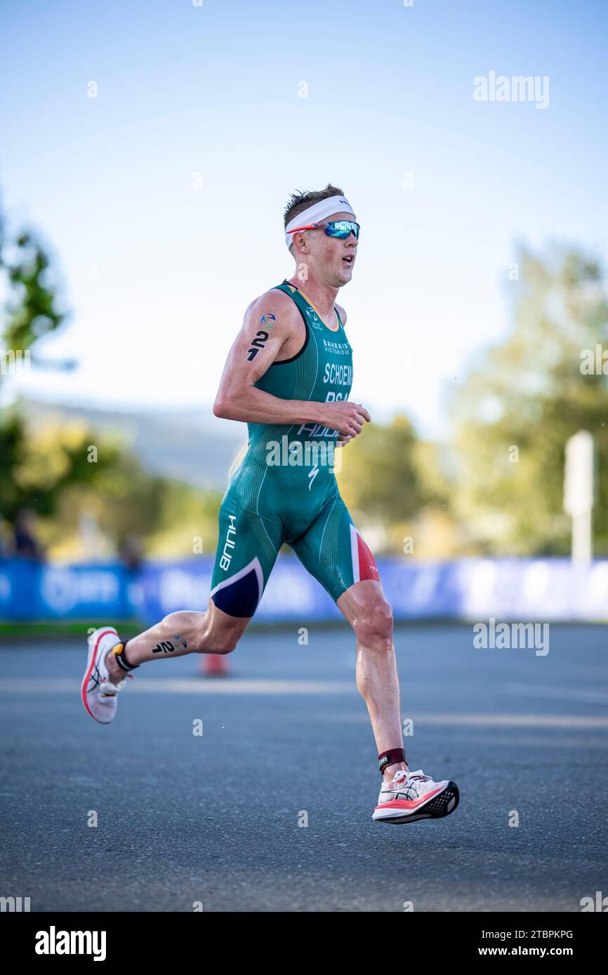 Henri Schoeman participating in Pontevedra in the 2023 World Triathlon ...