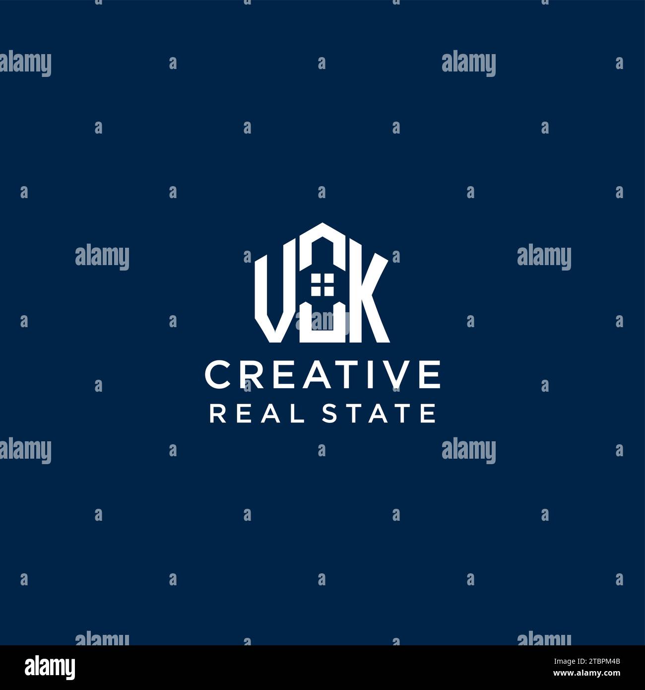Initial letter VK monogram logo with abstract house shape, simple and ...
