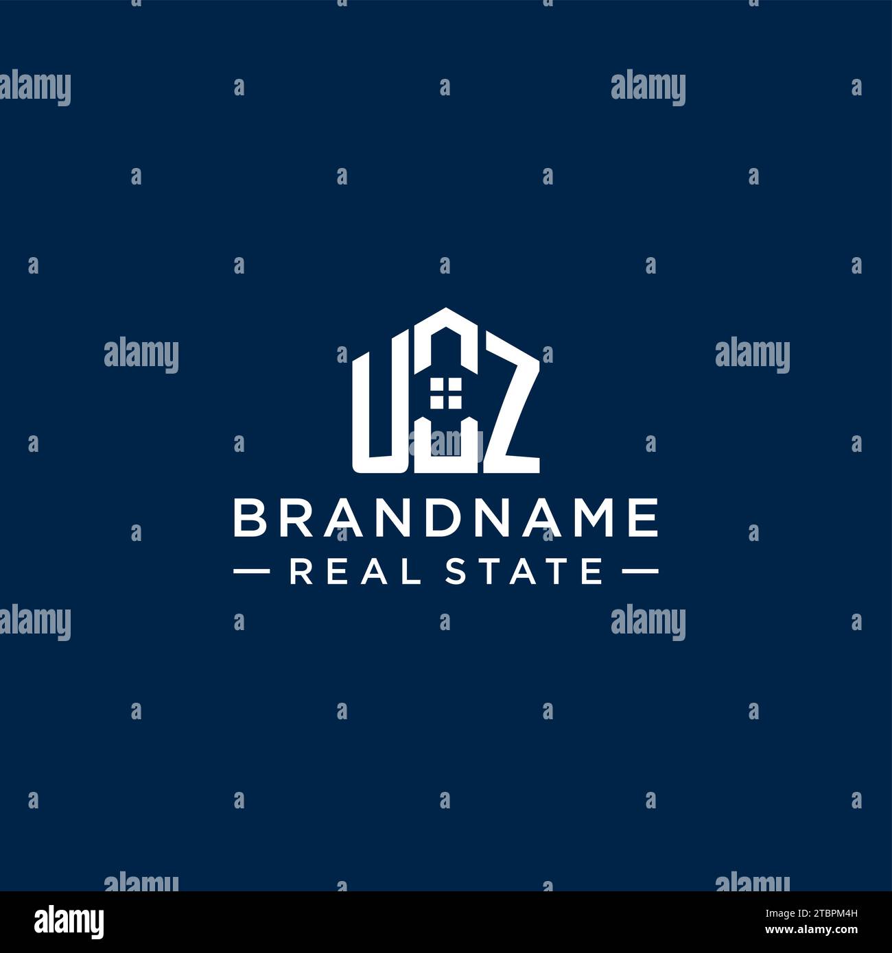 Initial letter UZ monogram logo with abstract house shape, simple and ...