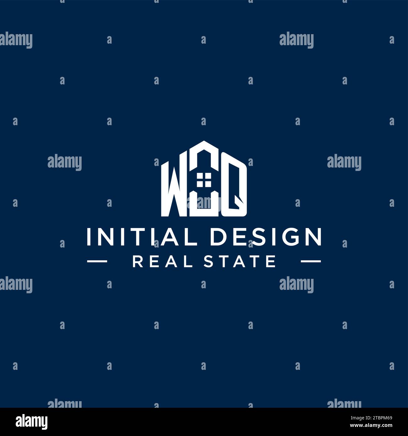 Initial letter WQ monogram logo with abstract house shape, simple and ...