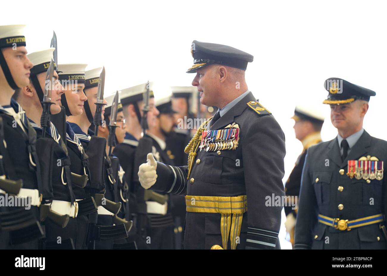 Air Marshall Harvey Smyth inspects personnel from 809 Naval Air ...