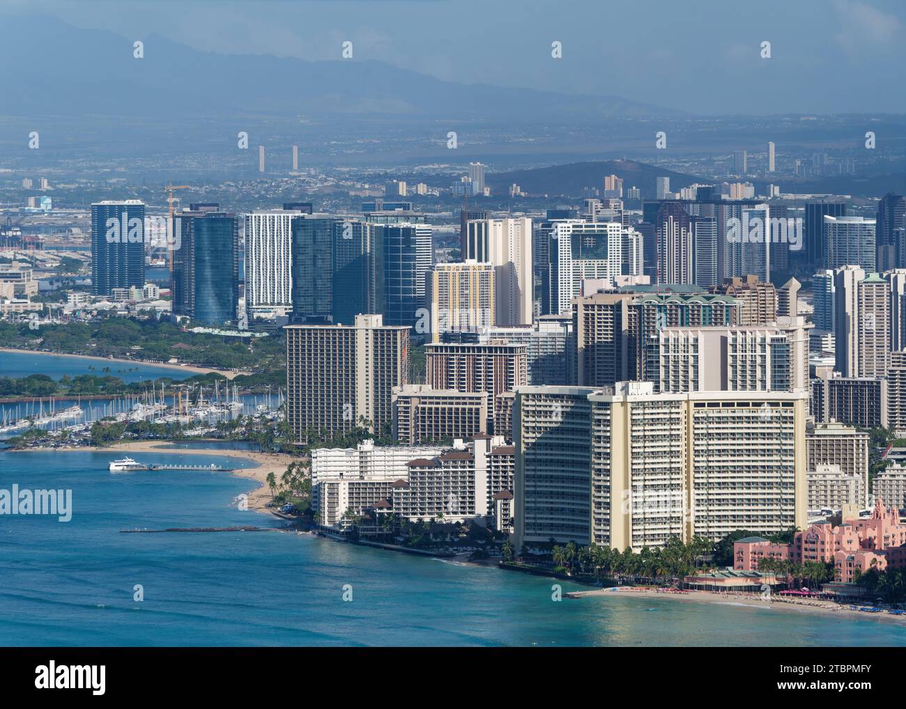 An aerial view of a bustling metropolitan cityscape situated adjacent ...