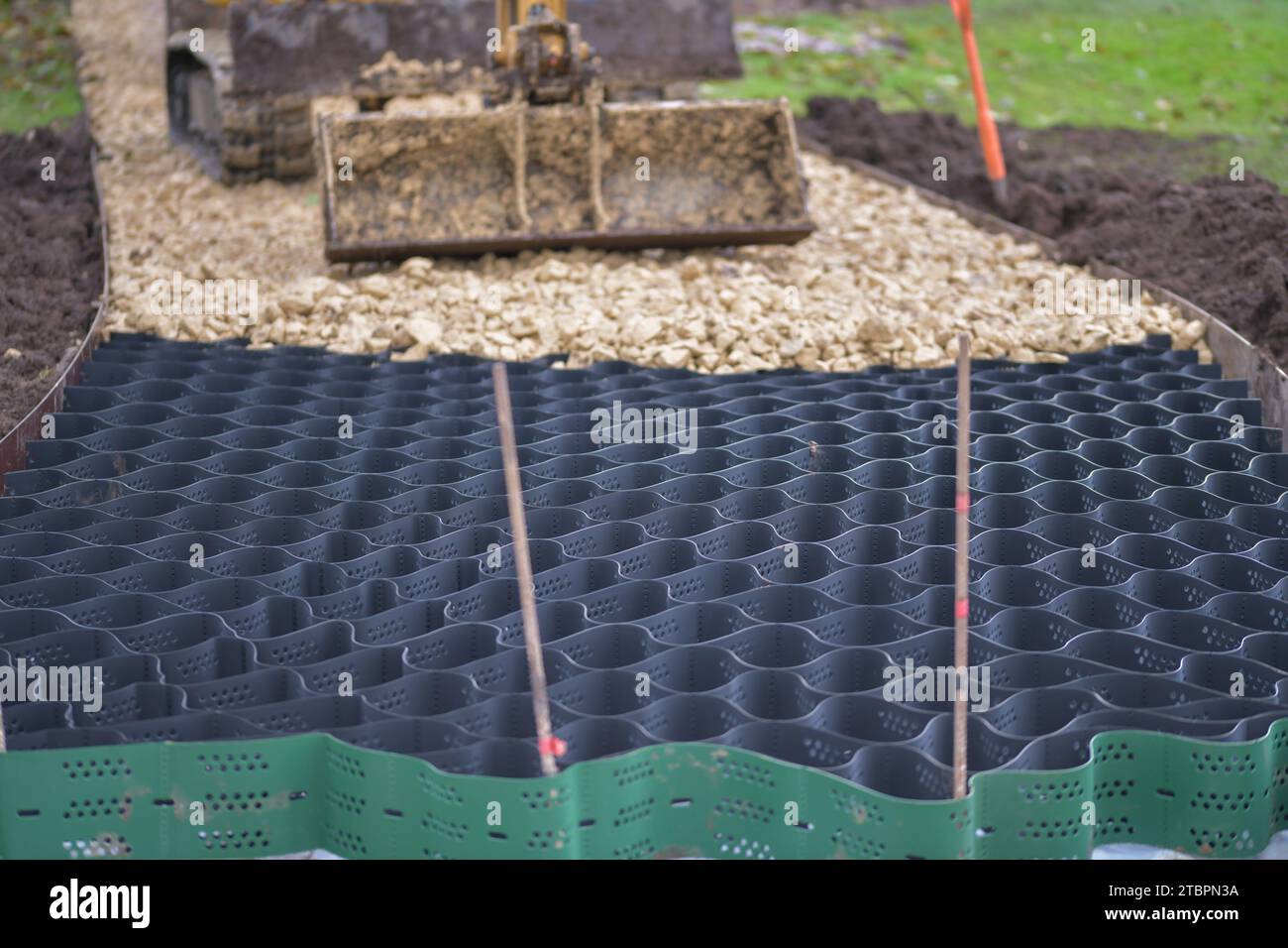 The construction of a pathway, driveway, with a tree root protection ...