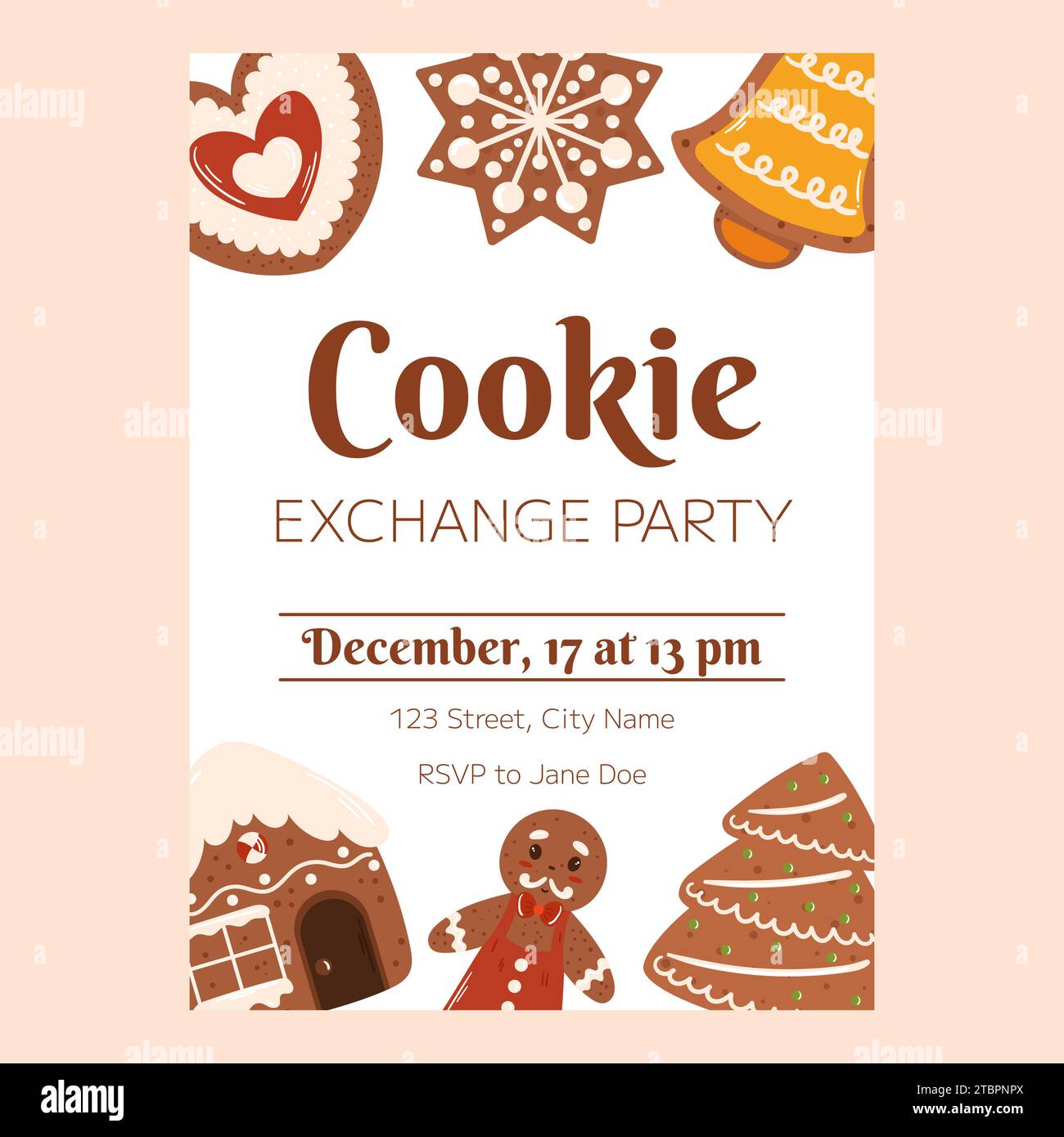 Christmas poster template, Invitation for Xmas cookie exchange party ...