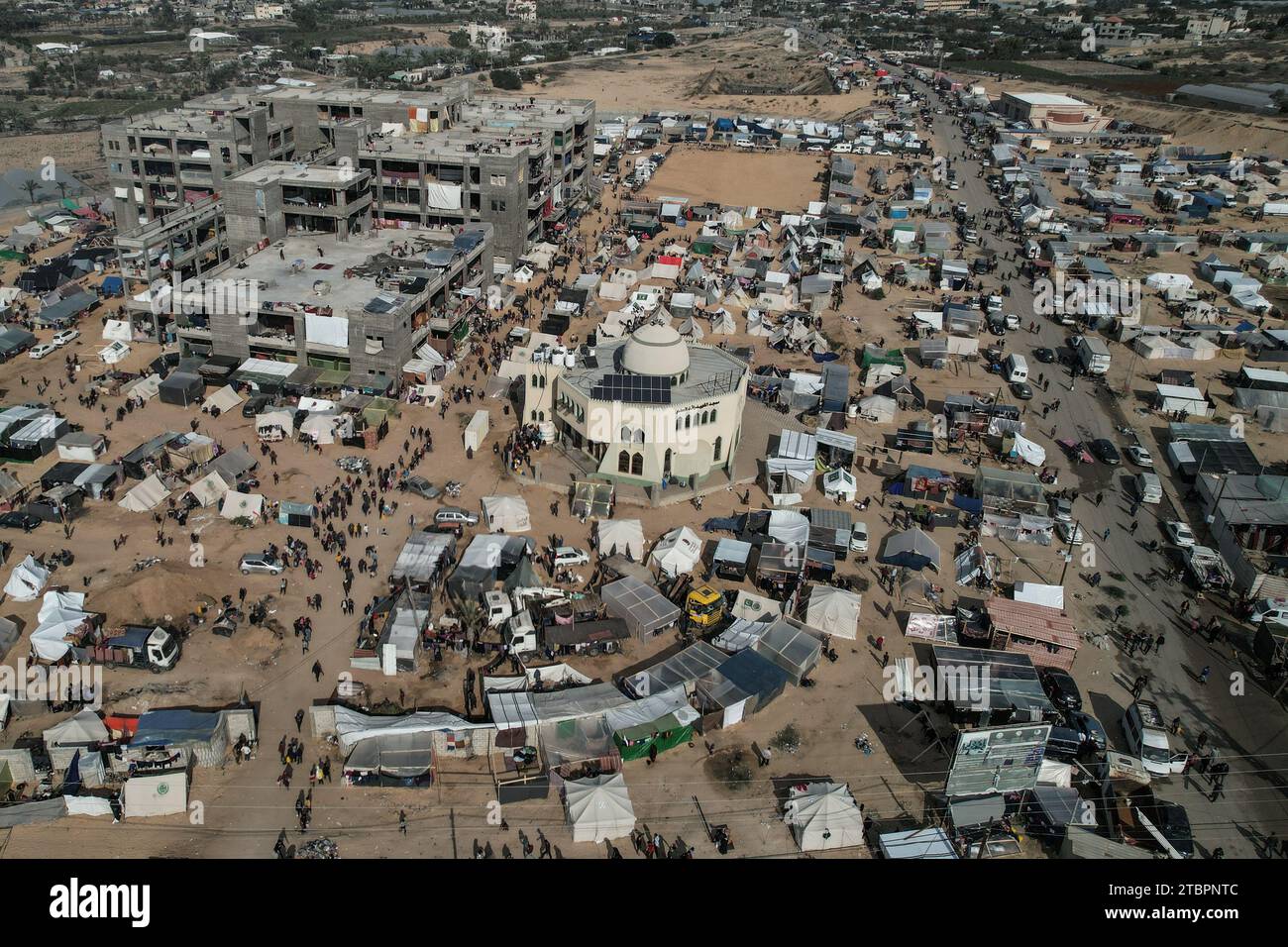 Rafah, Palestinian Territories. 08th Dec, 2023. An aerial picture shows ...