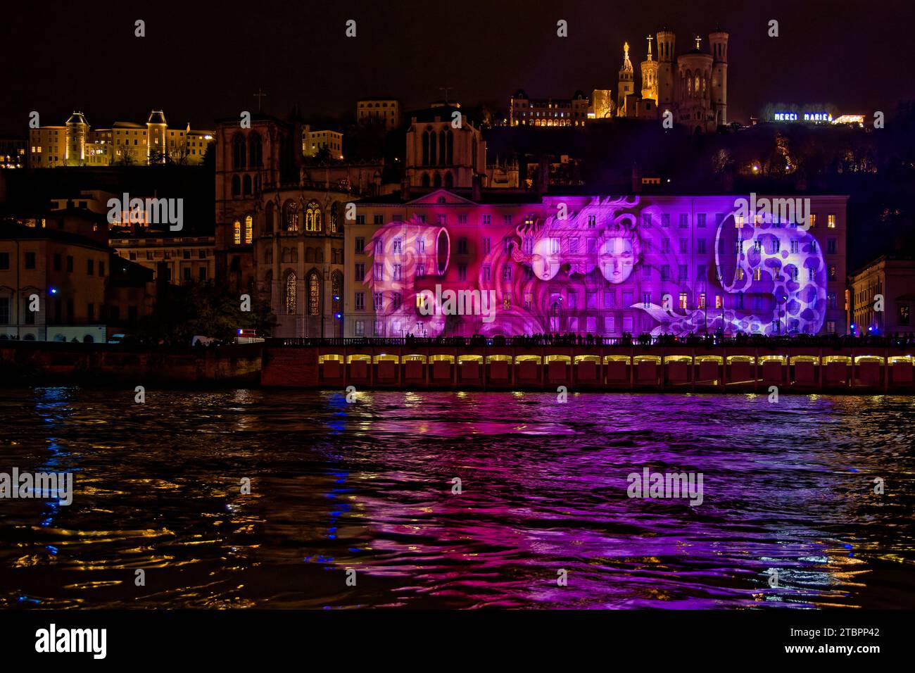 LYON, FRANCE, December 7, 2023 : People of the river, a show during ...