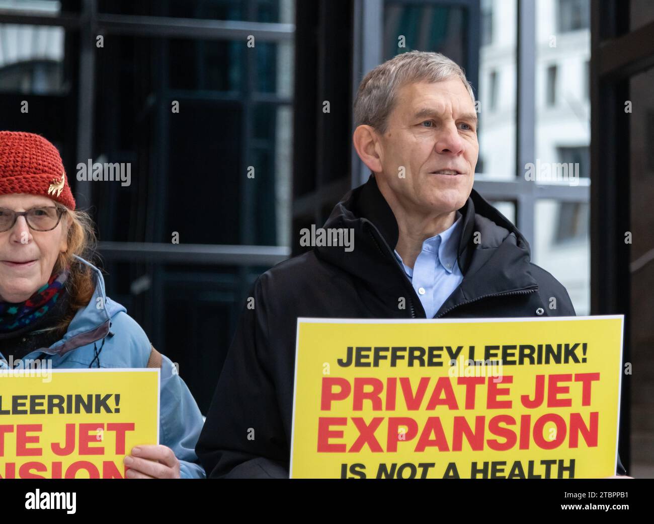 Dec. 7, 2023. Boston, MA. Protestors gather at 53 State Street offices ...