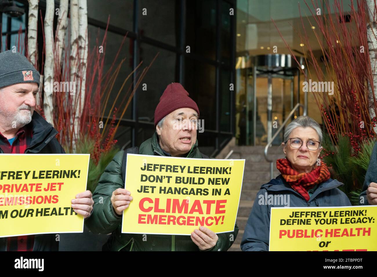 Dec. 7, 2023. Boston, MA. Protestors gather at 53 State Street offices ...