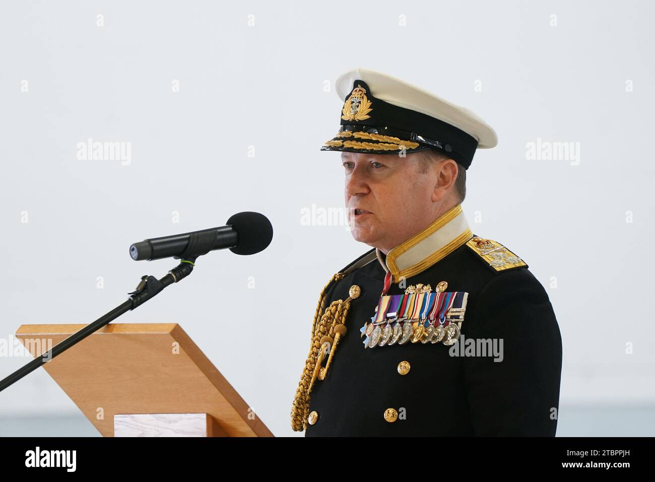 Second Sea Lord Vice Admiral Martin Connell during the commissioning ...